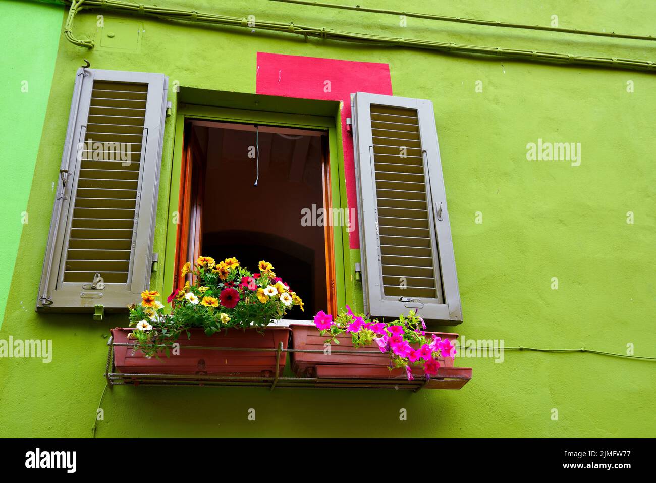 the village with the colorful houses Ghizzano tuscany Italy Stock Photo ...