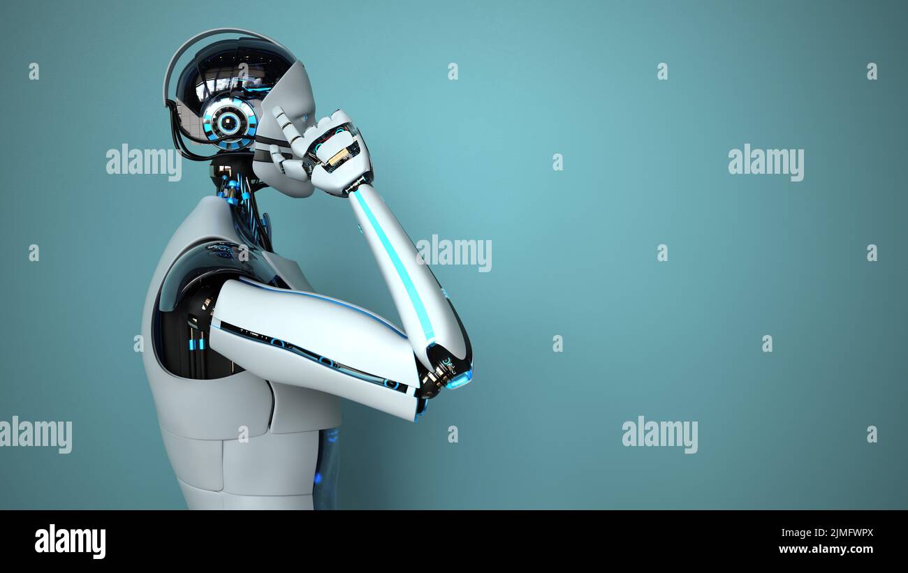 Thinking Humanoid Robot Stock Photo - Alamy