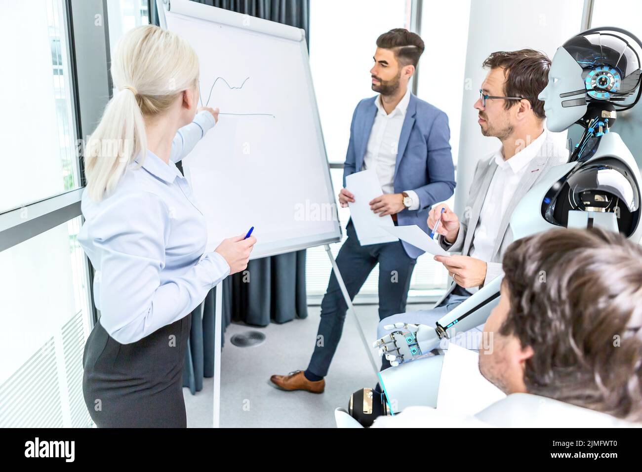Business meeting with a humanoid robot Stock Photo - Alamy