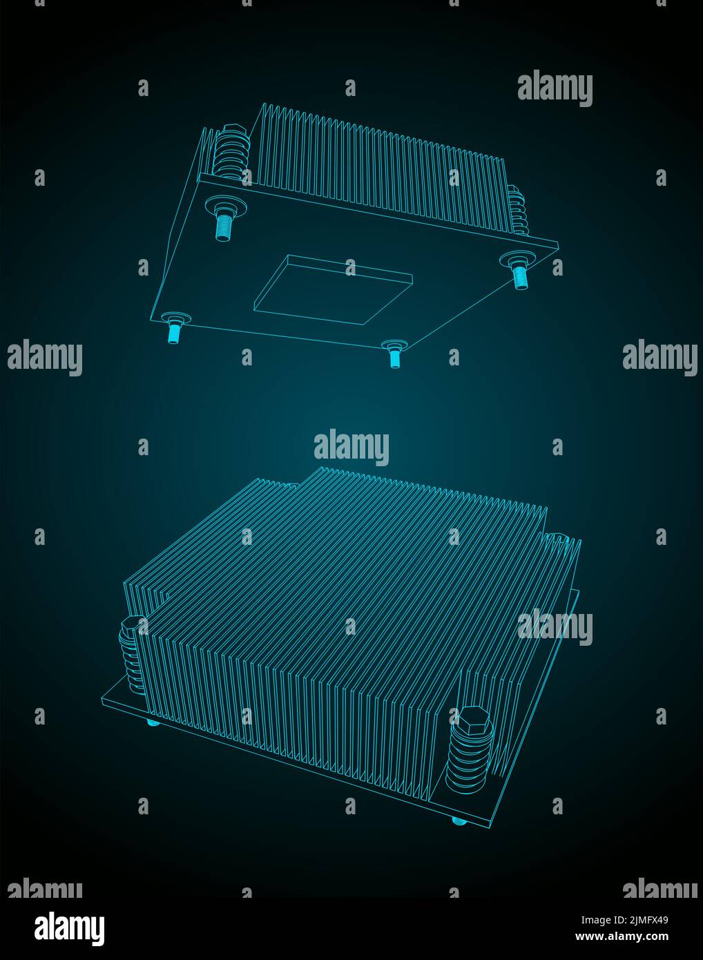 Stylized vector illustration of drawings of server CPU cooler Stock ...