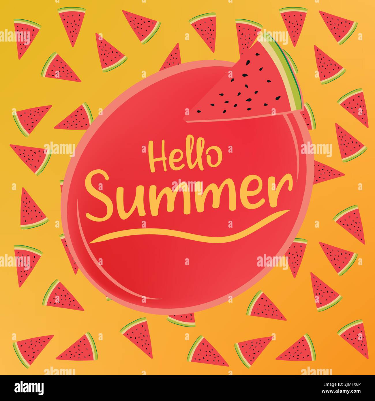 A vibrant vector design with the text hello summer and watermelons ...