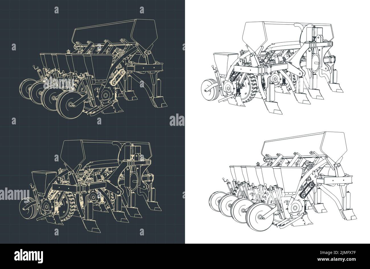 Stylized vector illustration of drawings of seed planter Stock Vector ...