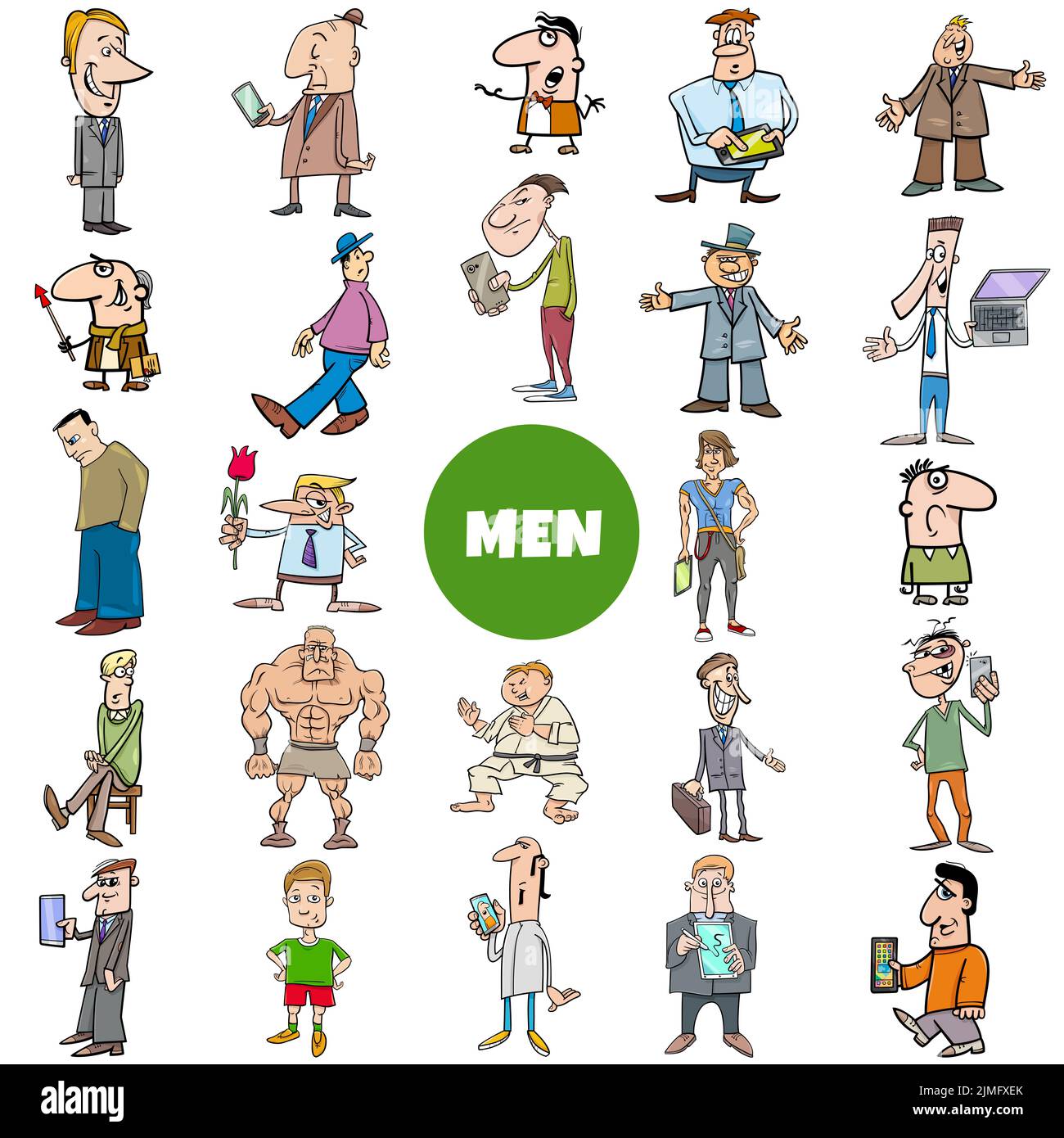 Funny cartoon men characters big collection Stock Photo - Alamy
