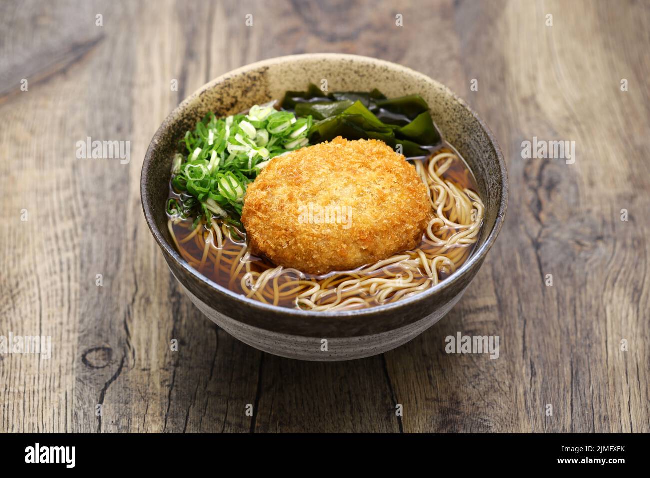 Korokke soba ( buckwheat noodles with croquette ), Japanese food Stock ...