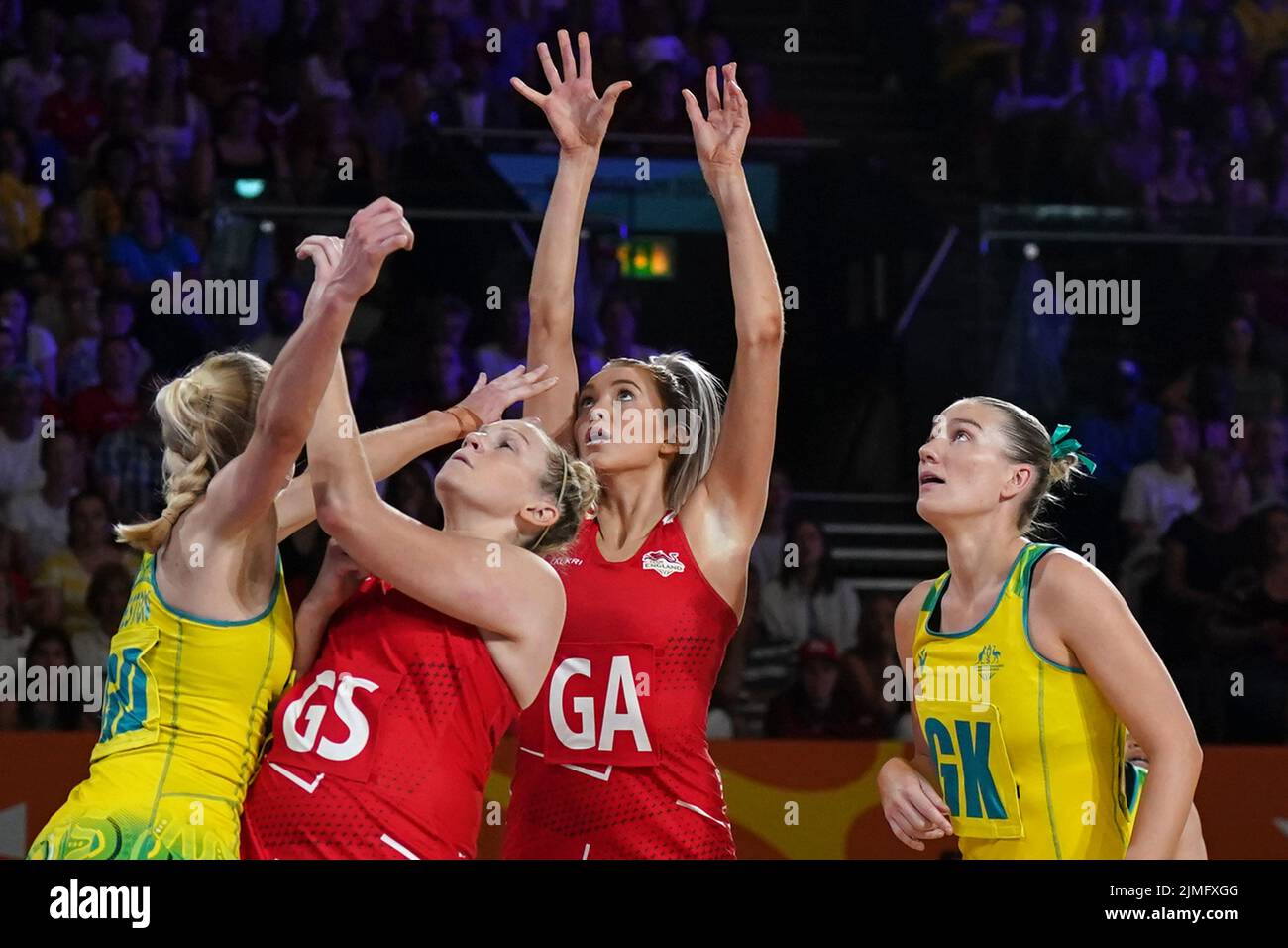 England's Helen Housby (centre) in action during Netball - Semi-Final ...
