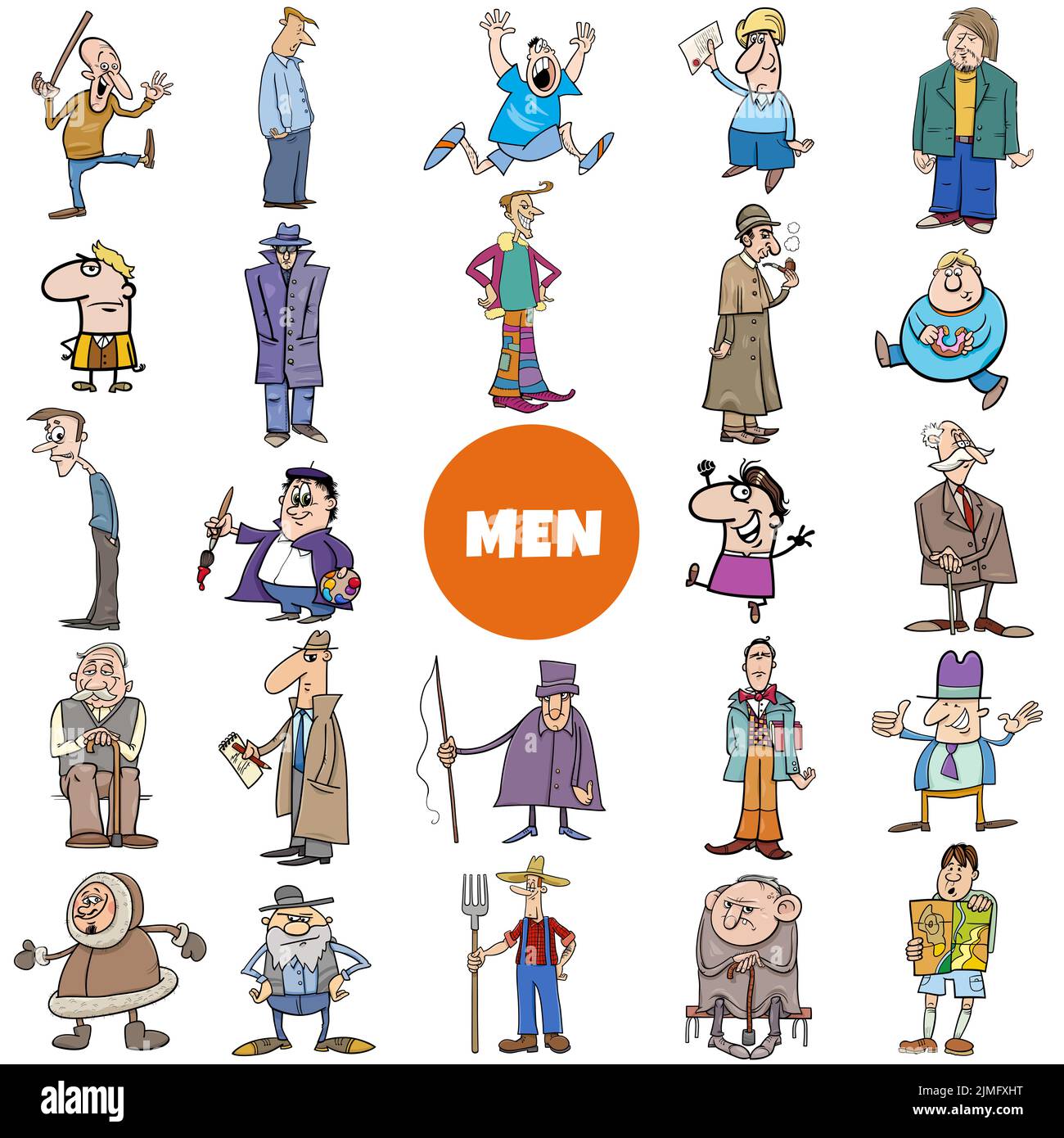Cartoon men comic characters big set Stock Photo - Alamy
