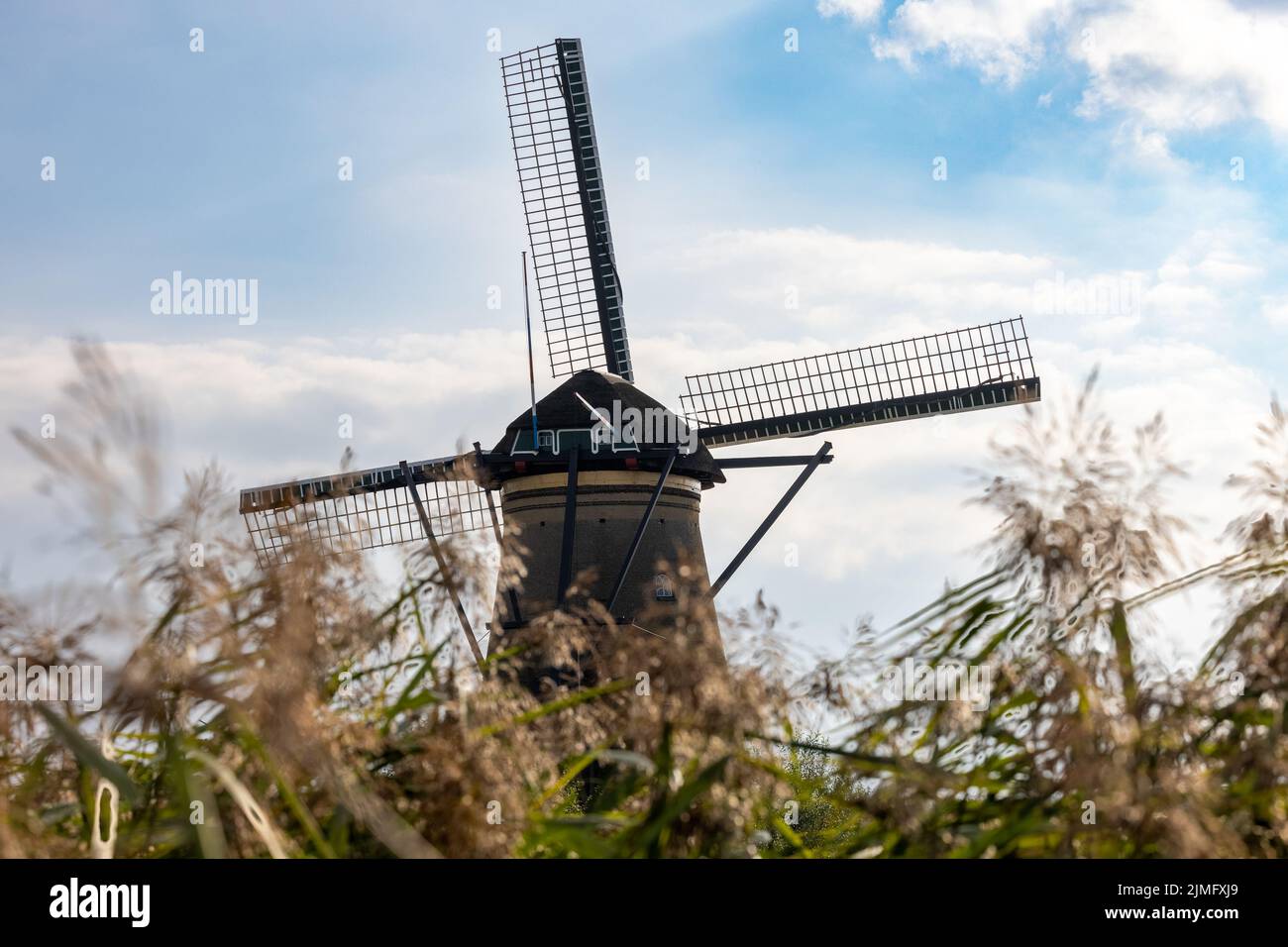 Horizontal picture of one of the famous Dutch windmills at Kinderdijk ...