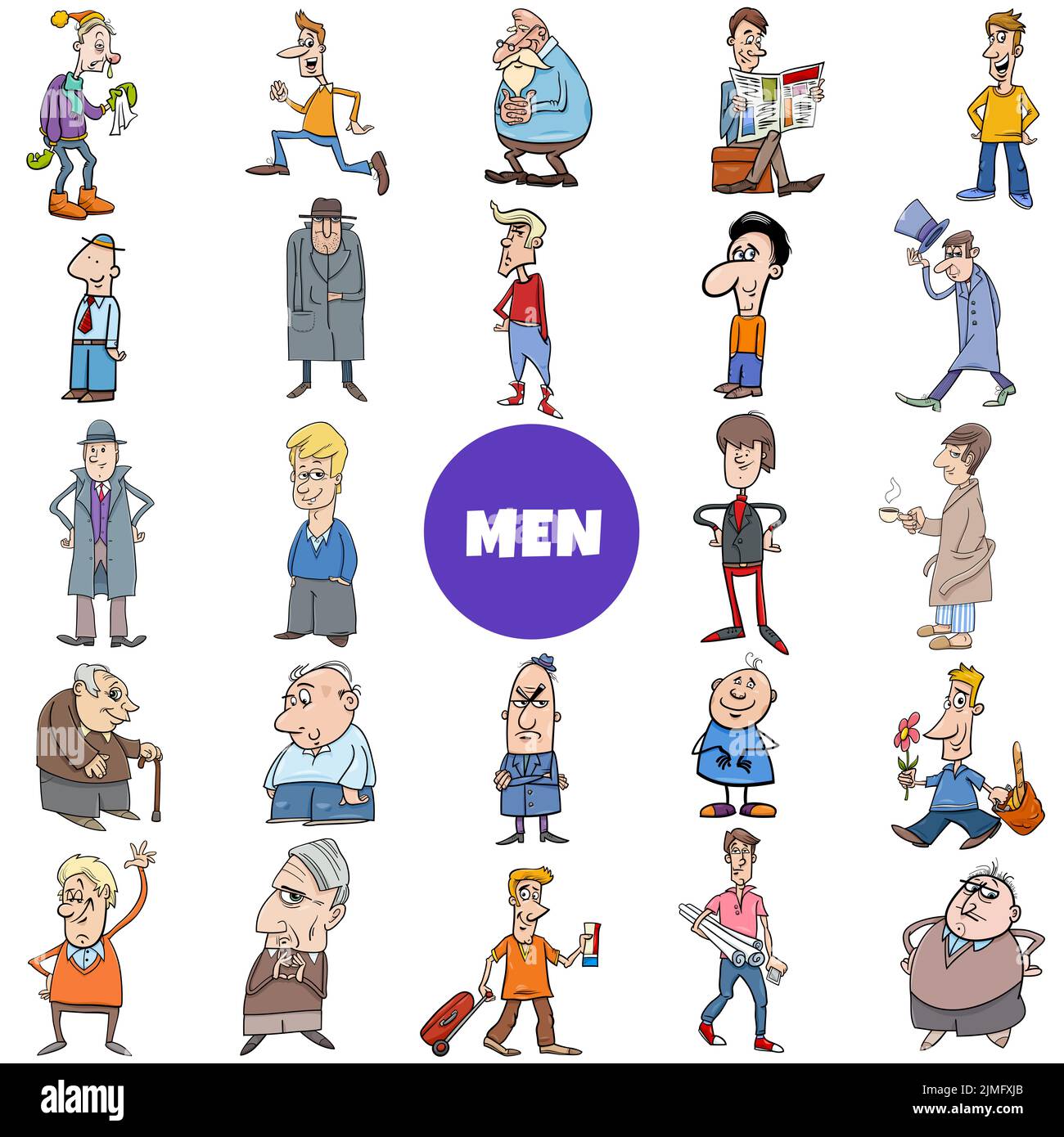 Cartoon man characters big collection Stock Photo - Alamy