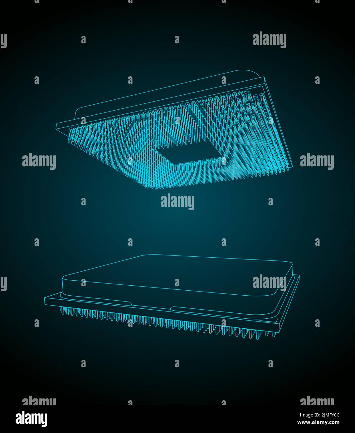 Stylized vector isometric illustrations of drawings of CPU Stock Vector ...