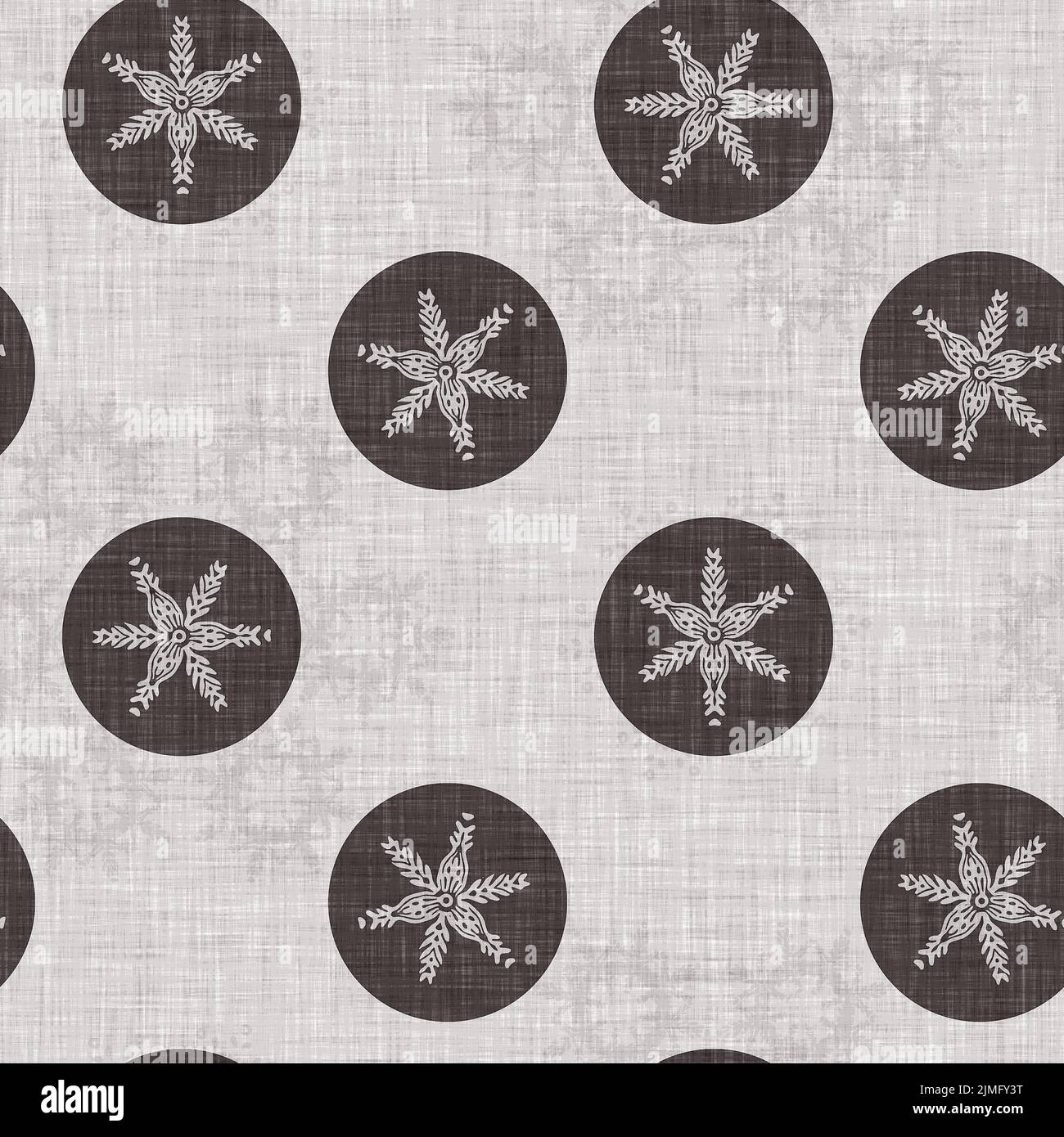 Seamless christmas snowflake woven linen pattern. Two tone seasonal ...