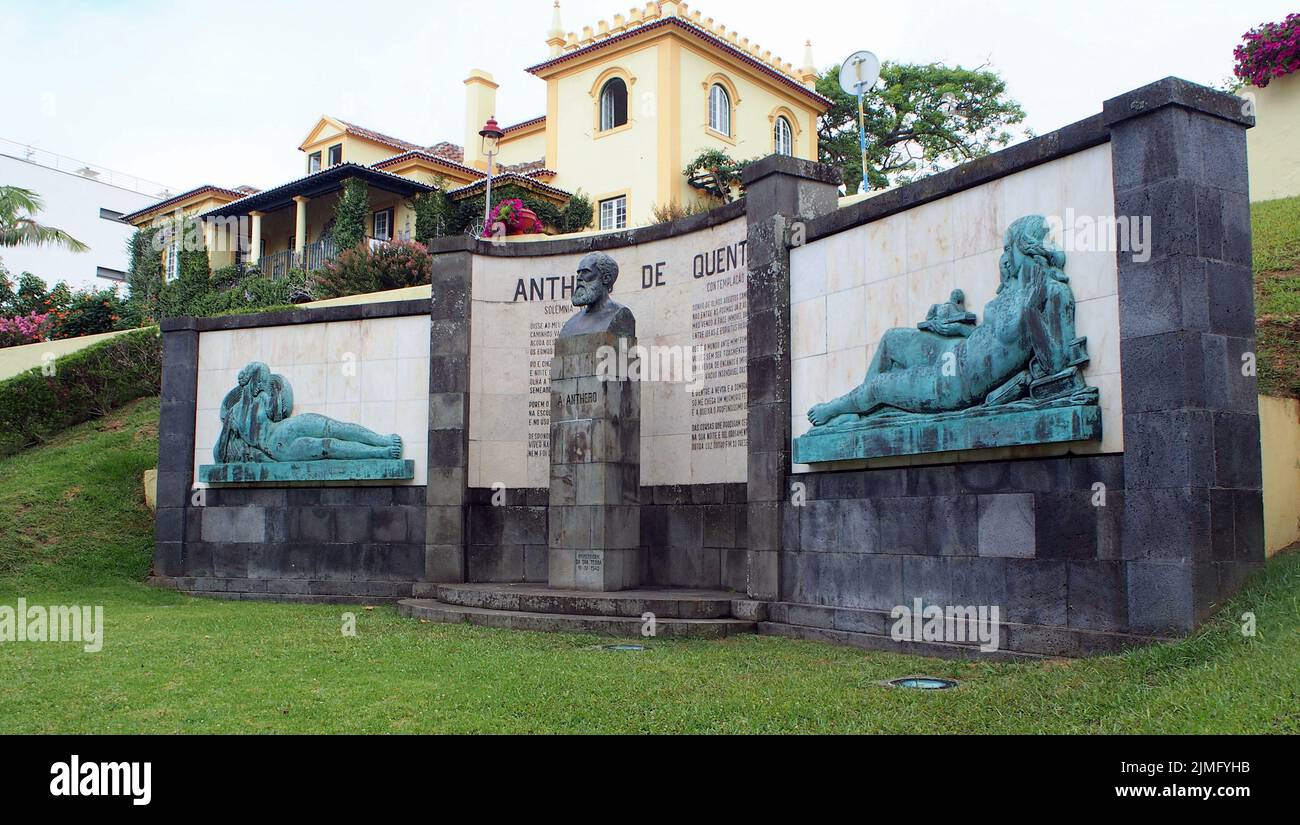 Monument to Antero de Quental, 19th-century famous Portuguese poet ...