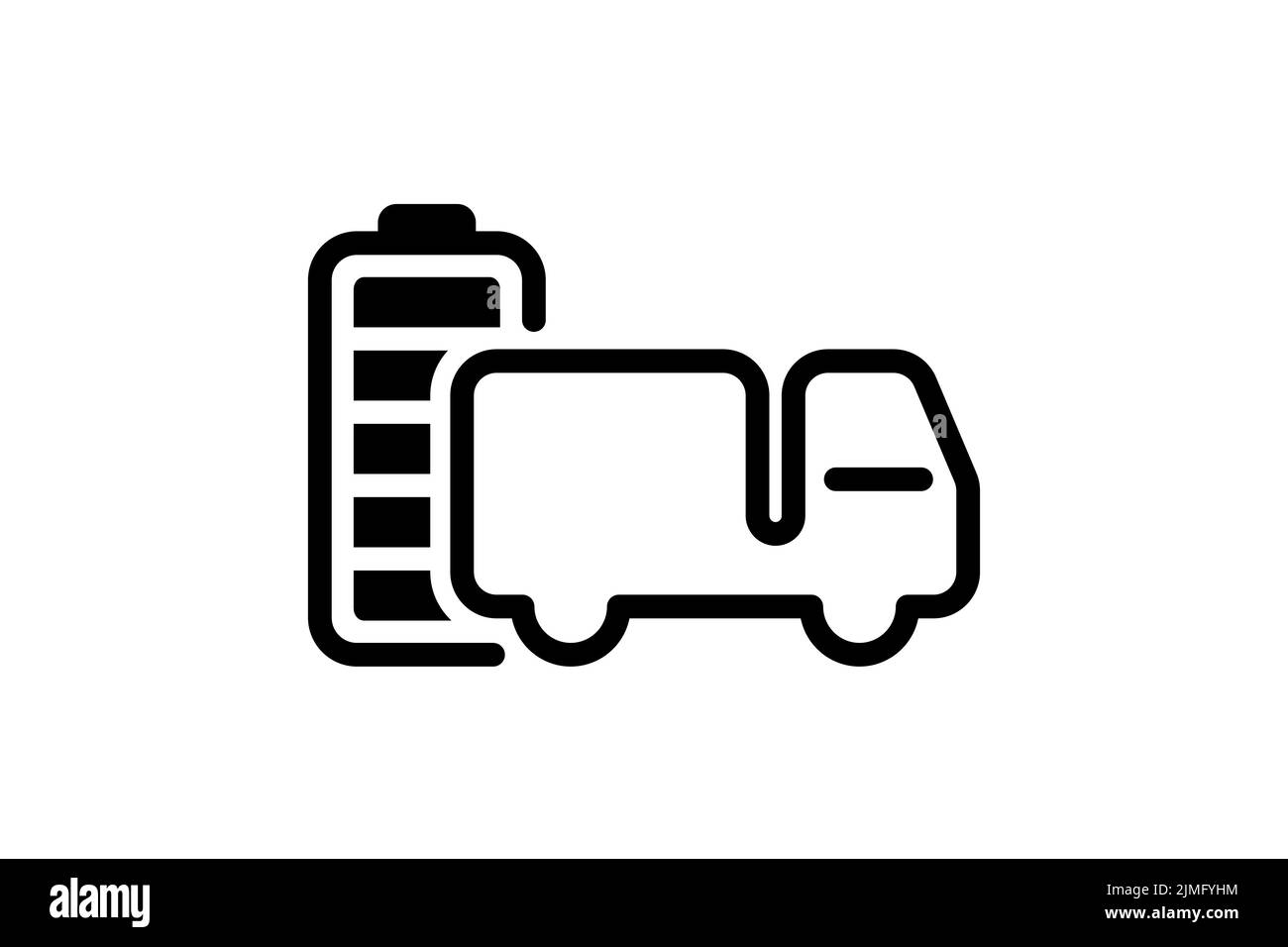 Electric truck with fully charged battery energy indicator black linear ...