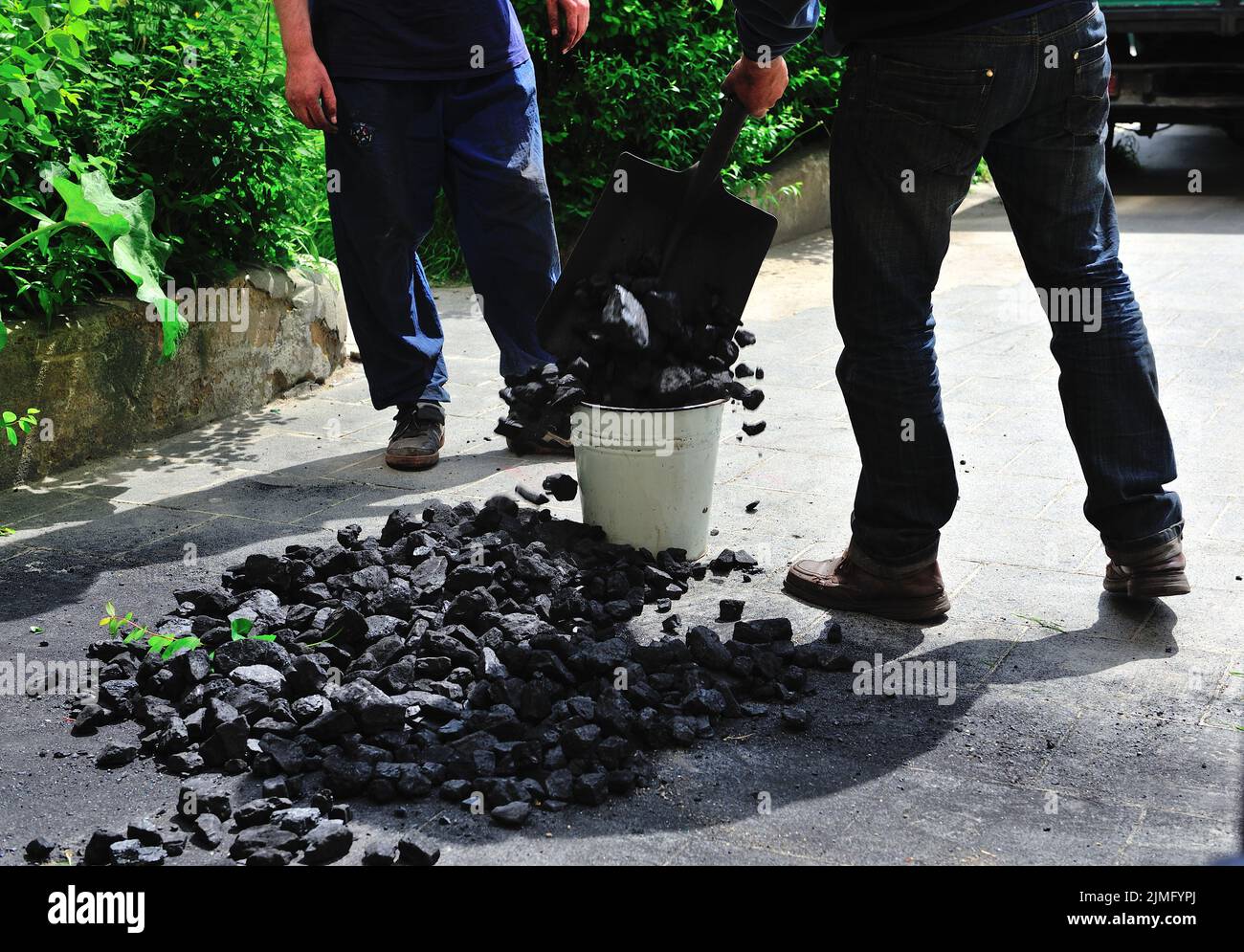 business, coal, unloading, burning, heating, energy, winter, daily life ...