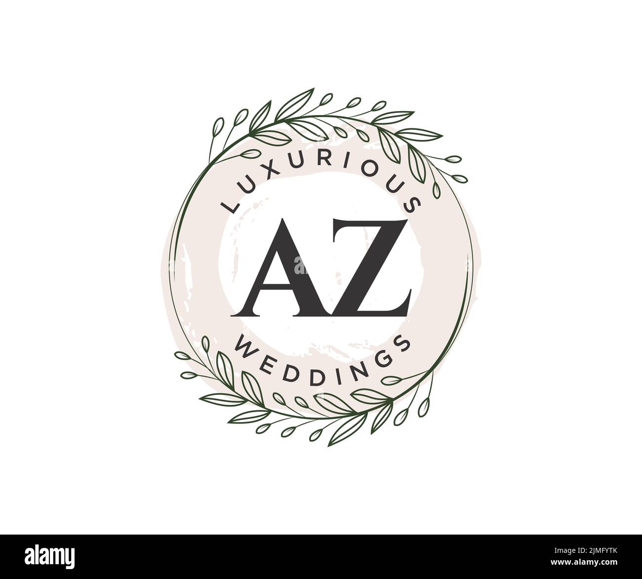 AZ Initials letter Wedding monogram logos template, hand drawn modern ...