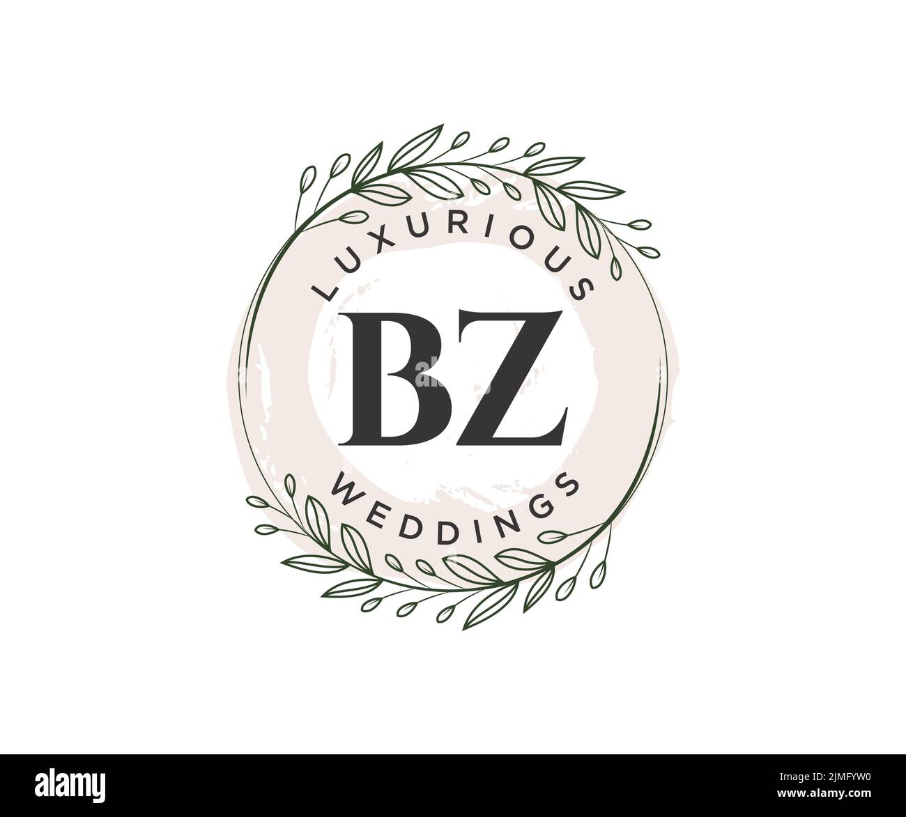 BZ Initials letter Wedding monogram logos template, hand drawn modern ...