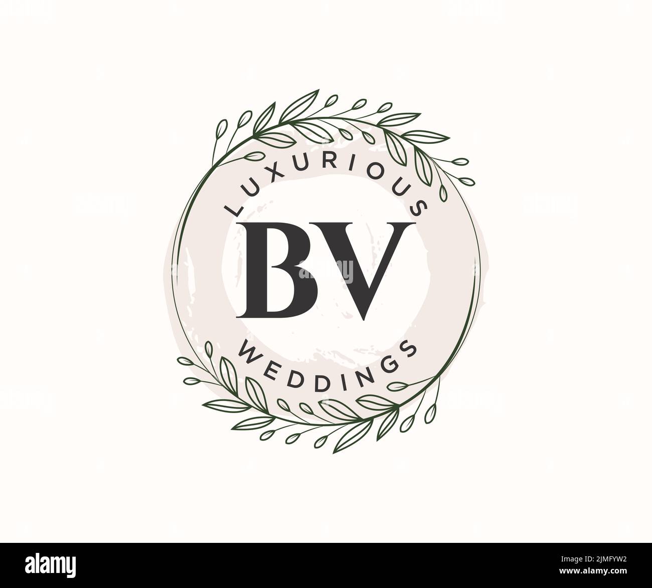 BV Initials letter Wedding monogram logos template, hand drawn modern ...
