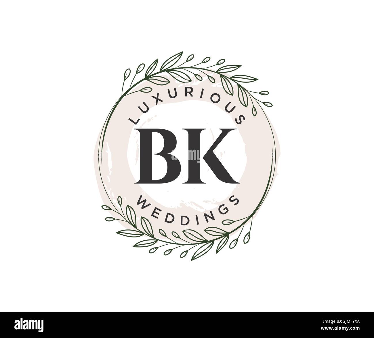 BK Initials letter Wedding monogram logos template, hand drawn modern ...
