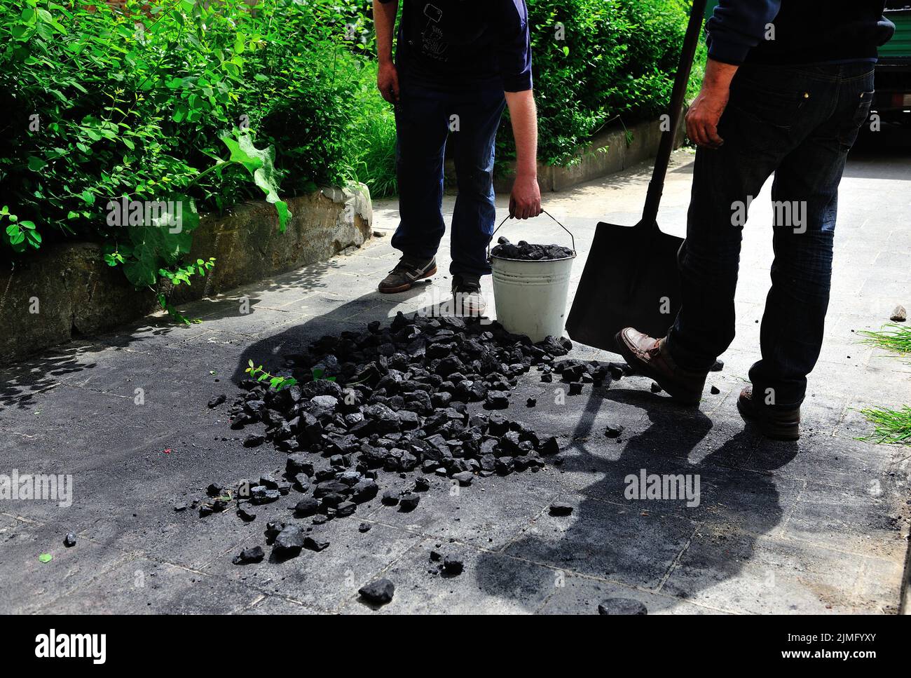 business, coal, unloading, burning, heating, energy, winter, daily life ...