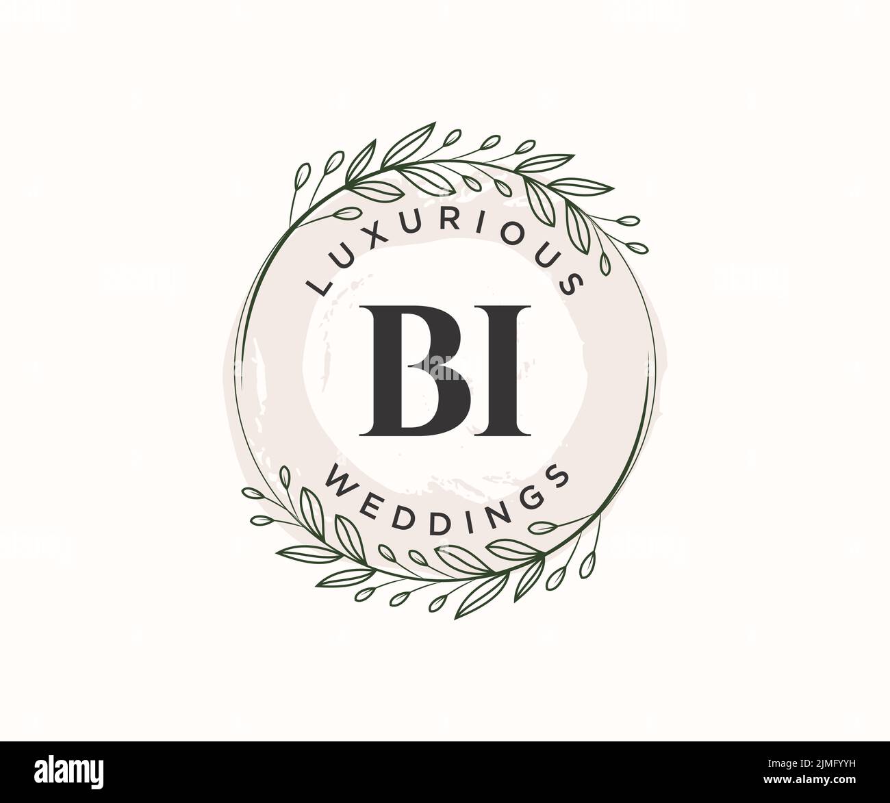 BI Initials letter Wedding monogram logos template, hand drawn modern ...