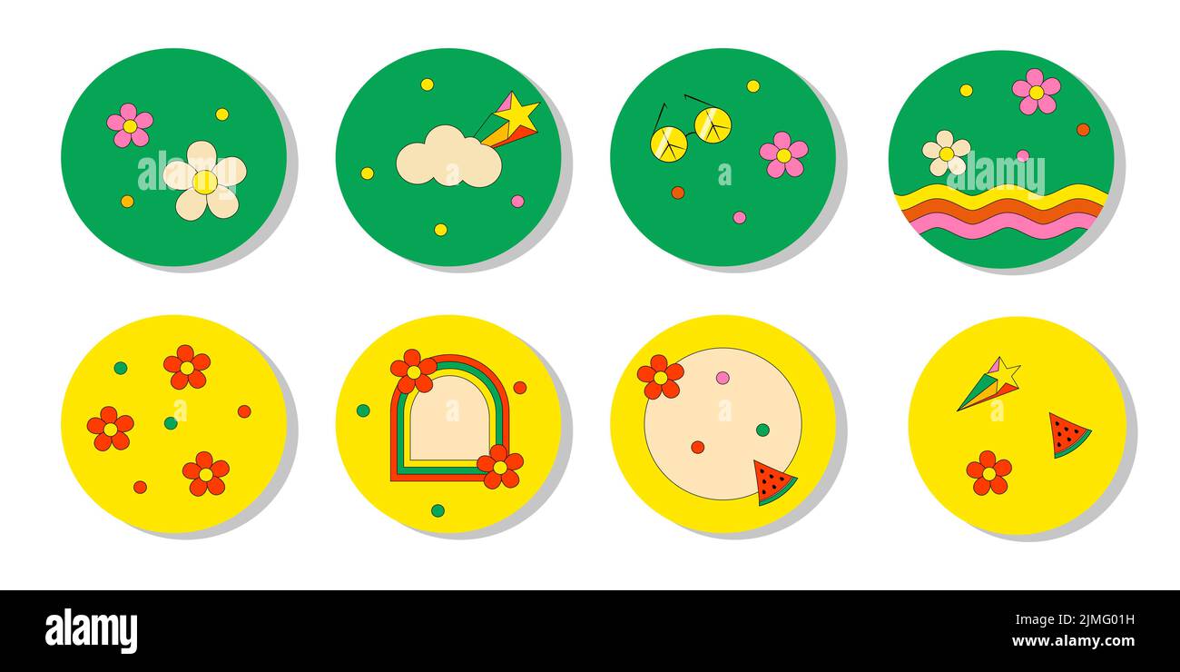 Vector set retro hippie Cut Out Stock Images & Pictures - Alamy