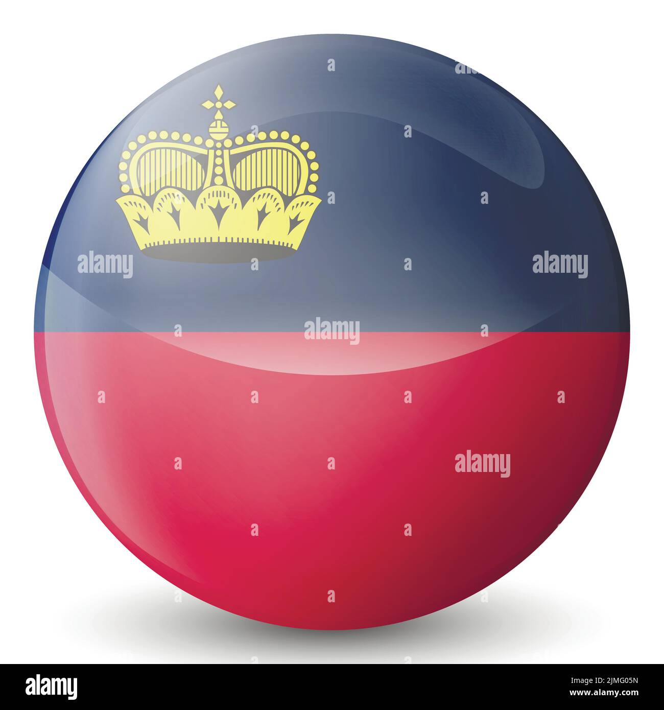 Glass light ball with flag of Liechtenstein. Round sphere, template ...