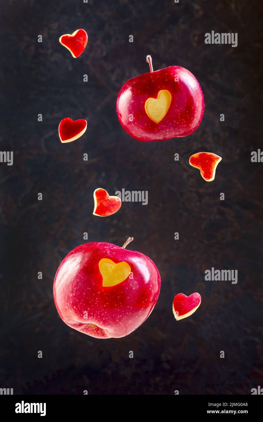 Apples with a heart Stock Photo - Alamy