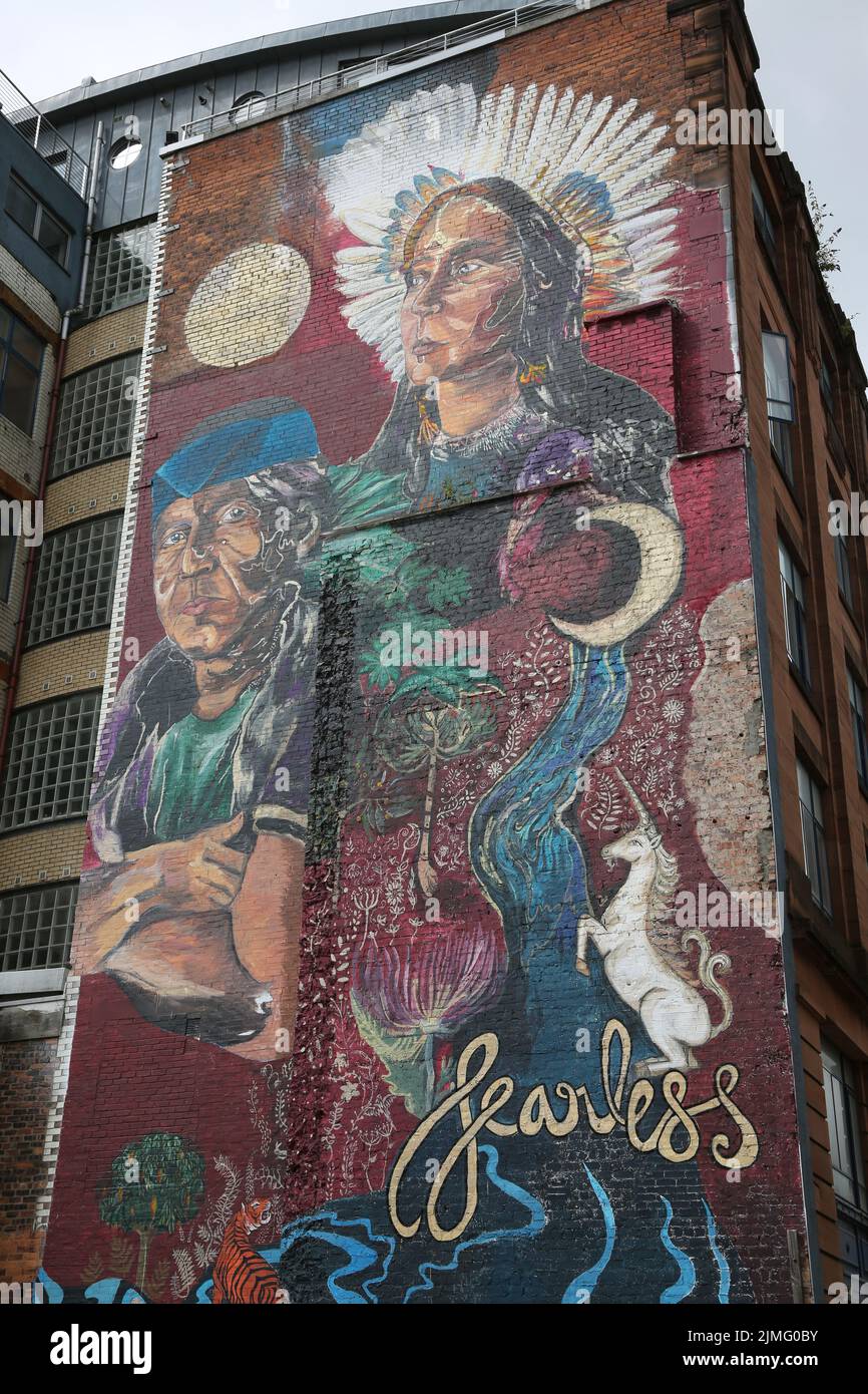 Brunswick Street, Glasgow, Scotland, UK. Mural on gable end of building ...