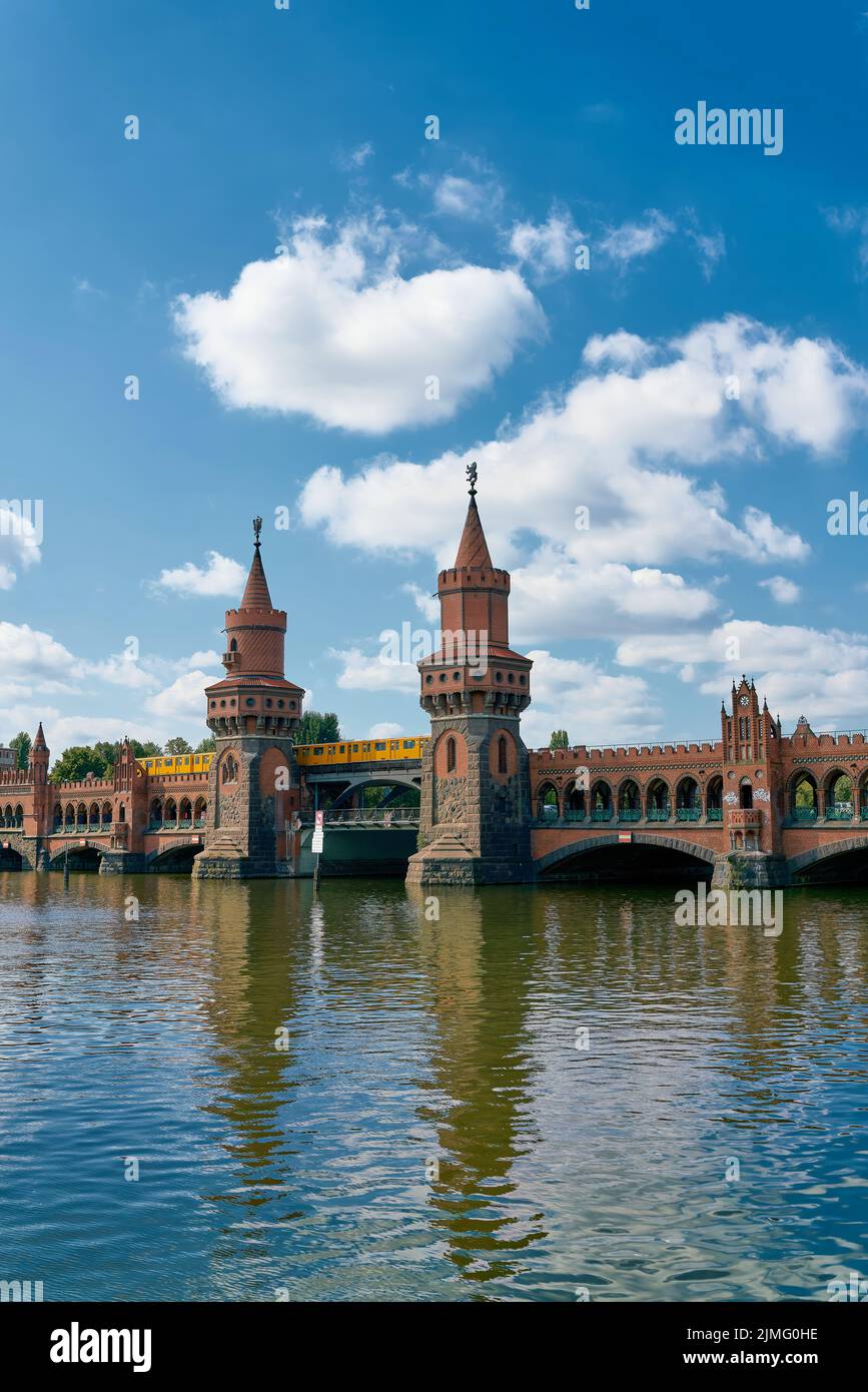 The Oberbaum Bridge over the river Spree, a landmark of the city of ...