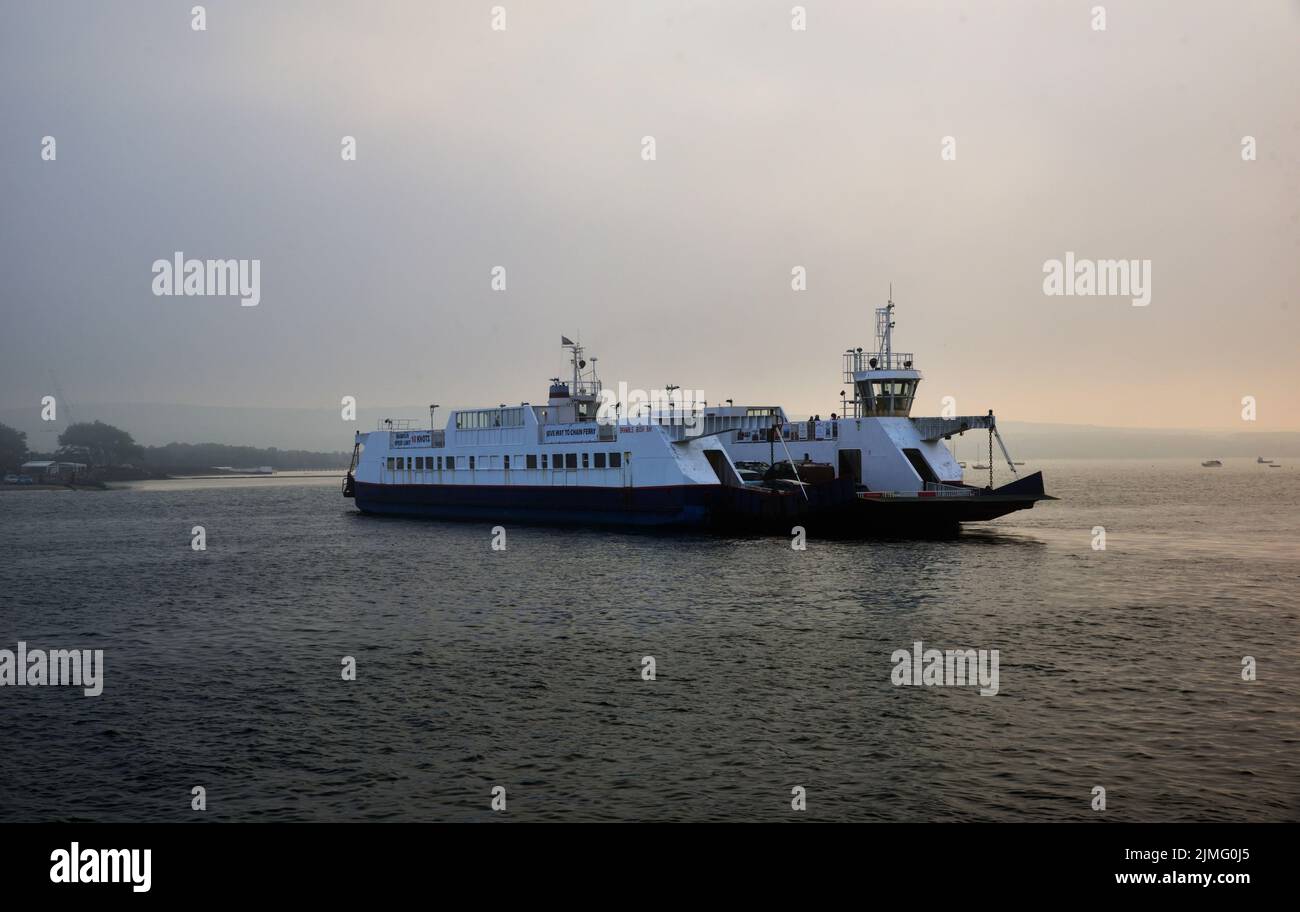 Chain ferry Bramble Bush Bay crossing mouth of Poole Harbour between ...