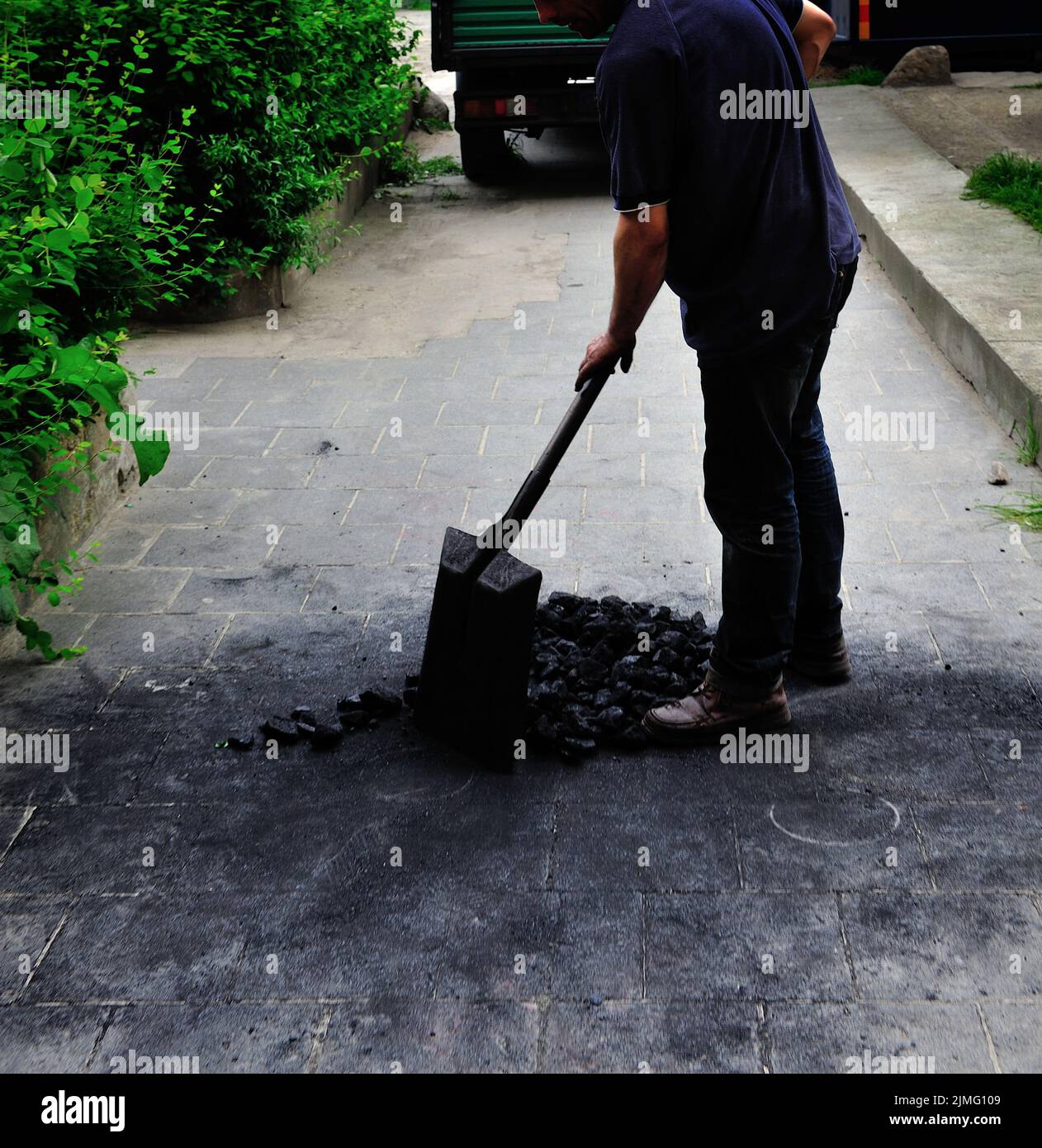 business, coal, unloading, burning, heating, energy, winter, daily life ...