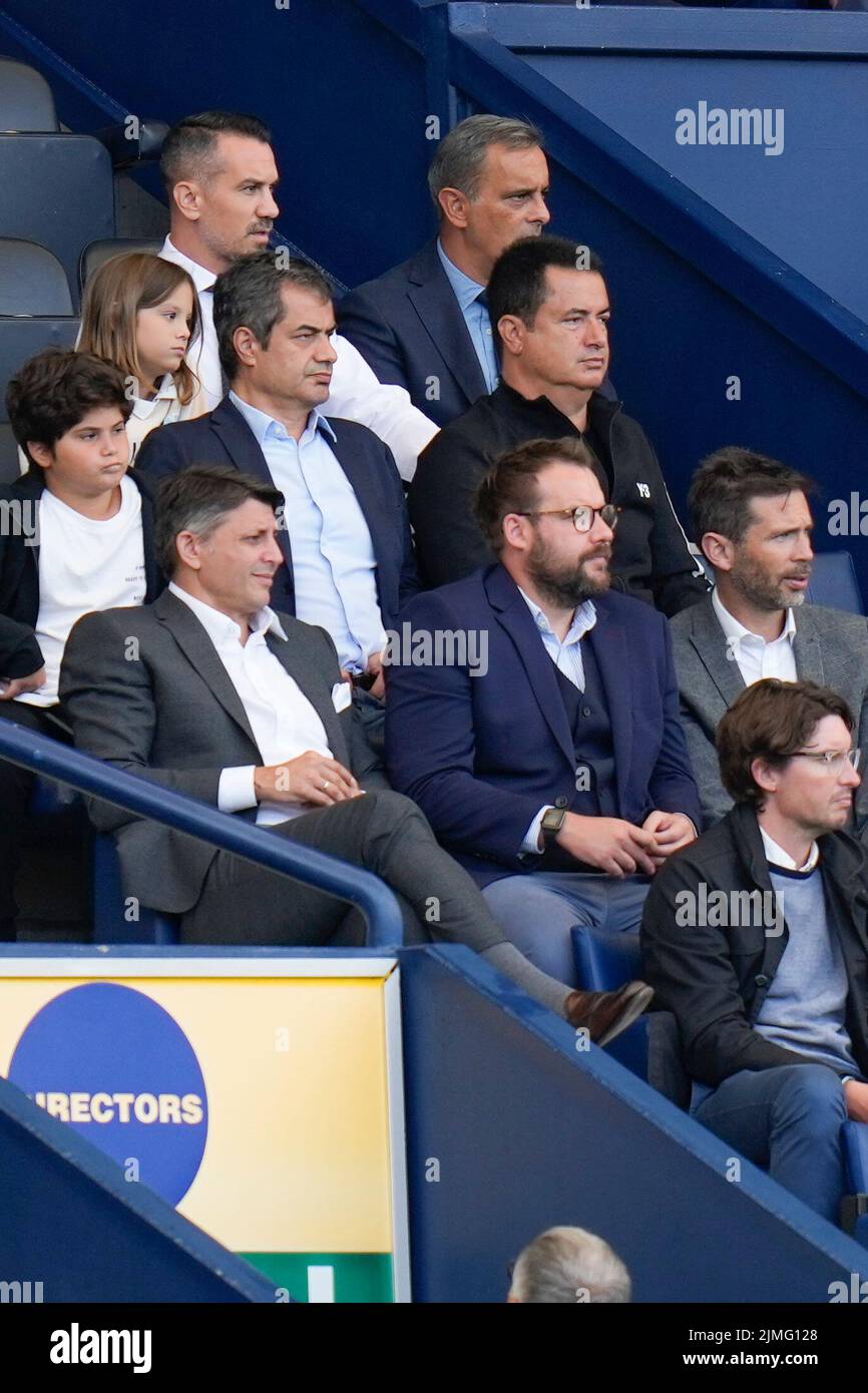 Hull City owner Acun Ilicali watches the game from the Directors box at ...