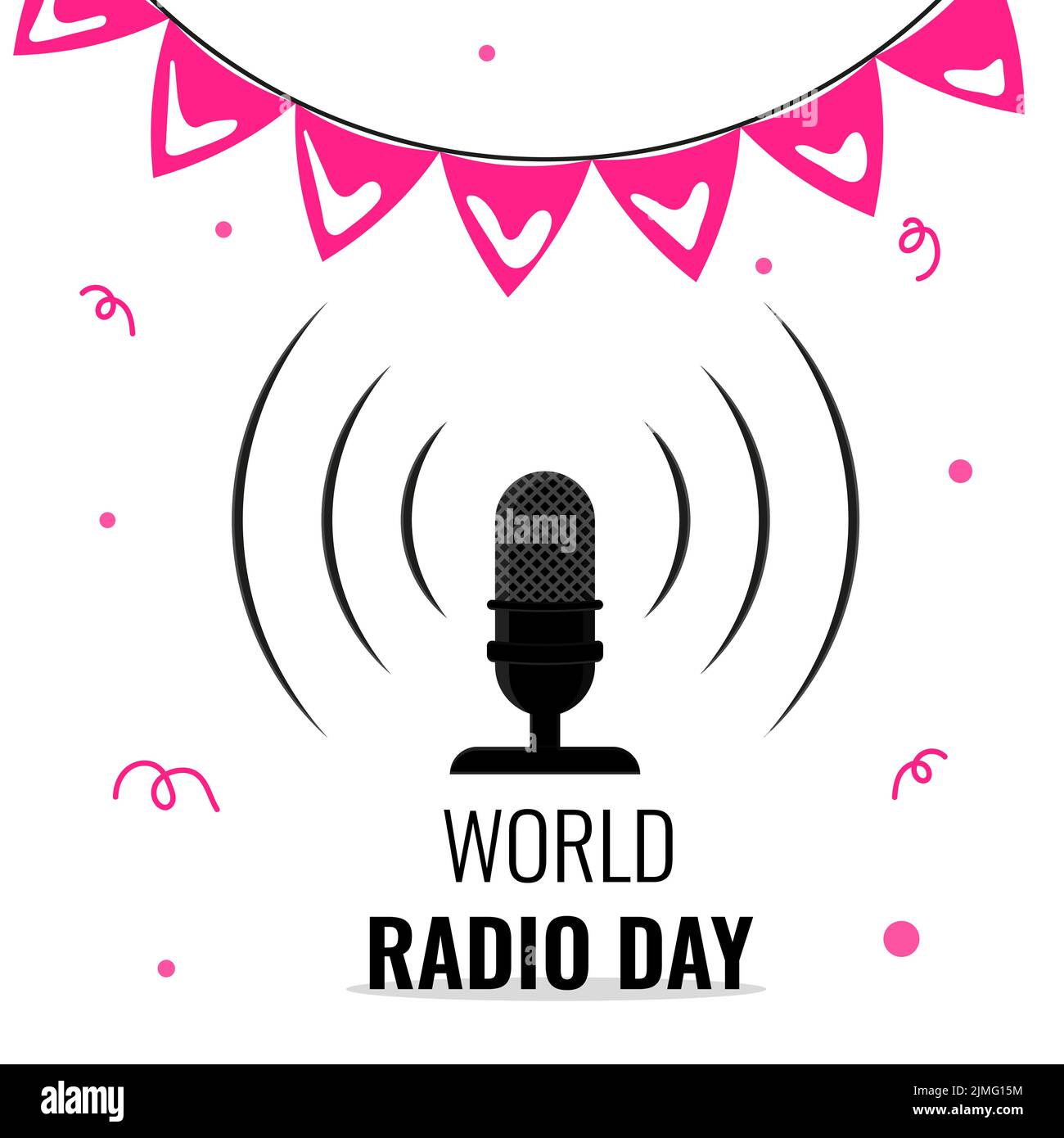 World Radio Day Card Talking Microphone Holiday Flags Stock Vector ...