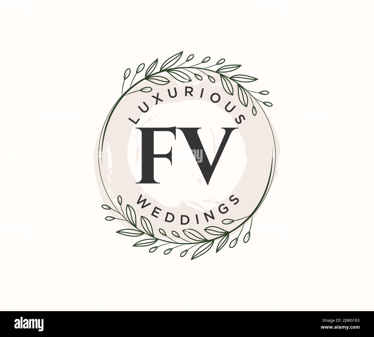 FV Initials letter Wedding monogram logos template, hand drawn modern ...