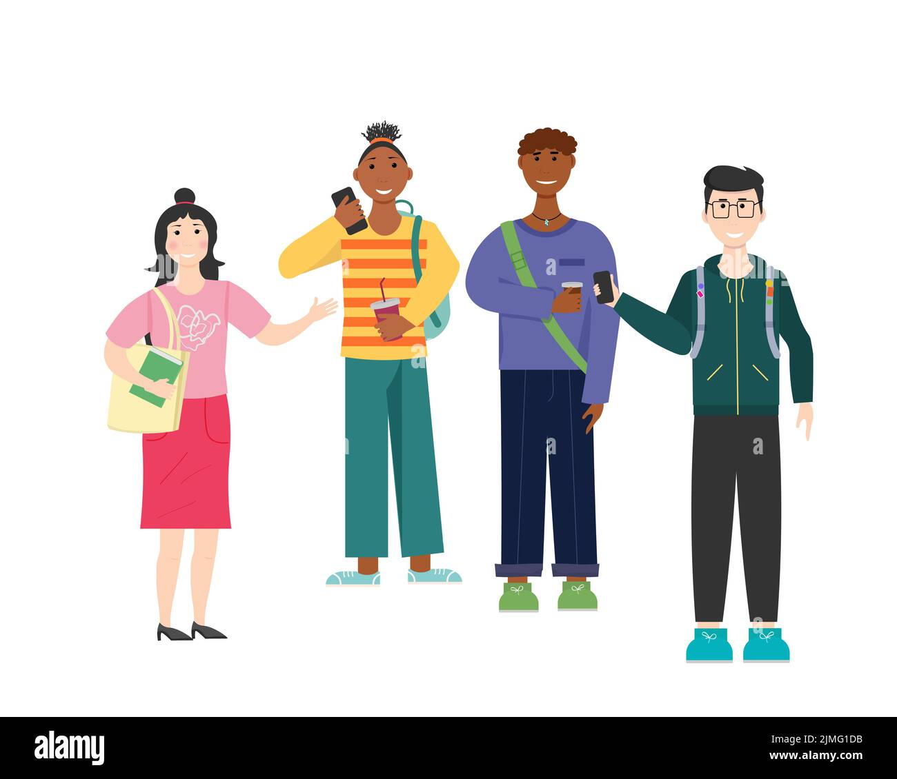 Characters of students on a white background. Vector illustration ...