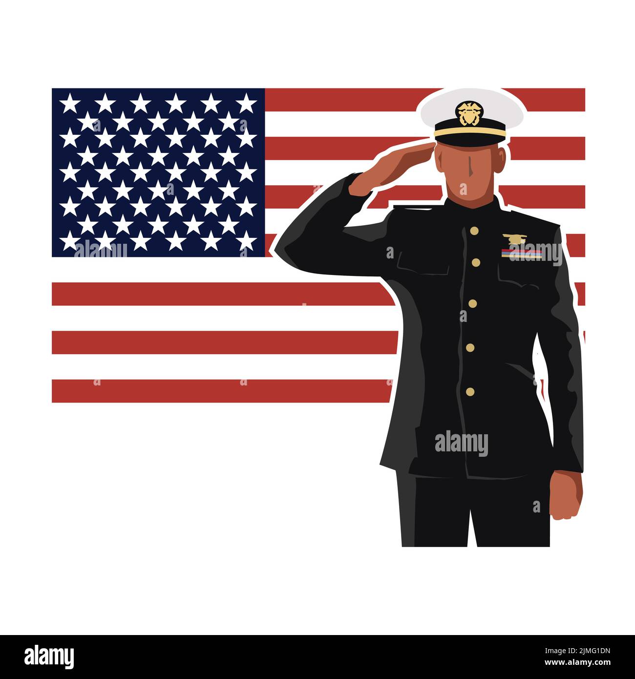 A vector design of an army soldier saluting with a USA flag background ...