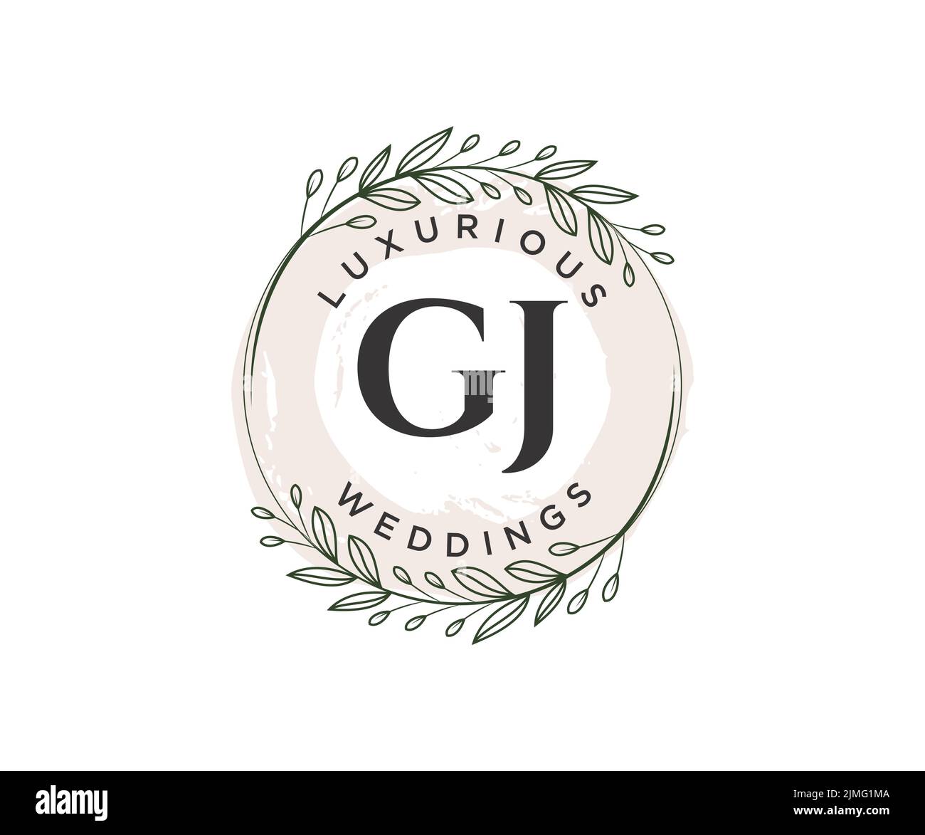 GJ Initials letter Wedding monogram logos template, hand drawn modern ...