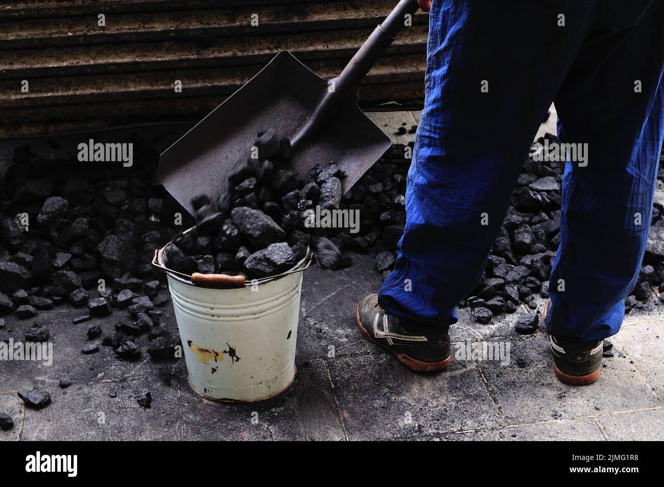 business, coal, unloading, burning, heating, energy, winter, daily life ...