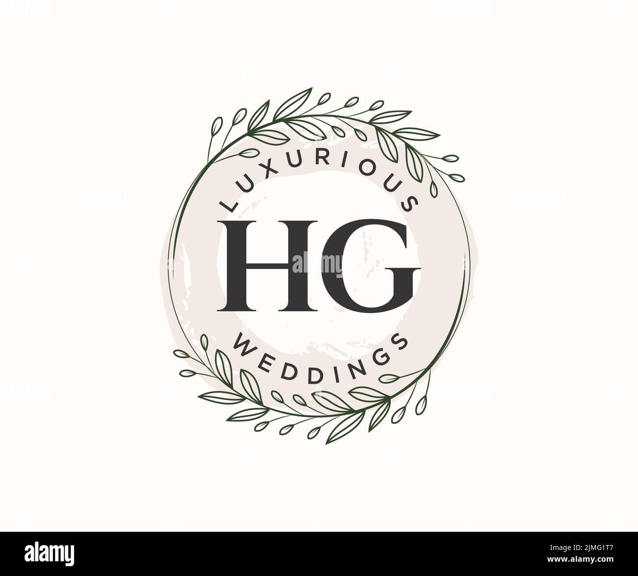 HG Initials letter Wedding monogram logos template, hand drawn modern ...