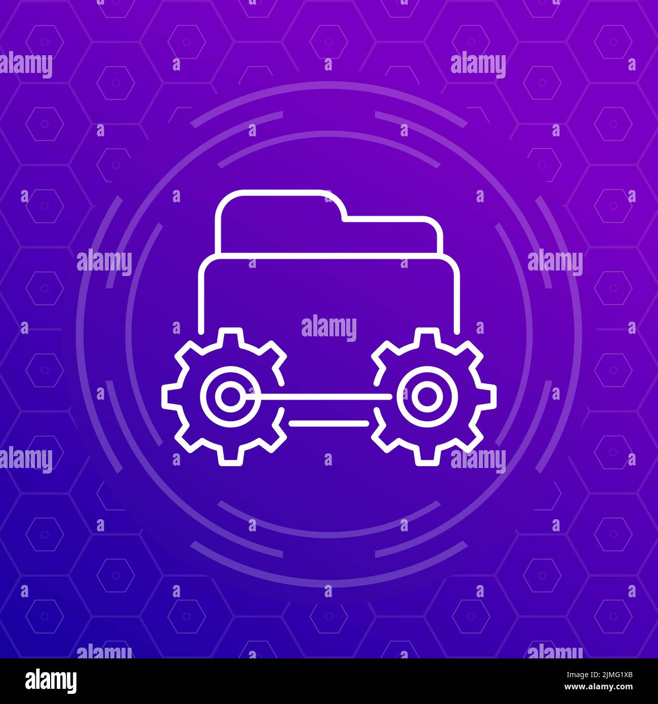 project management line icon with folder and gears Stock Vector Image ...