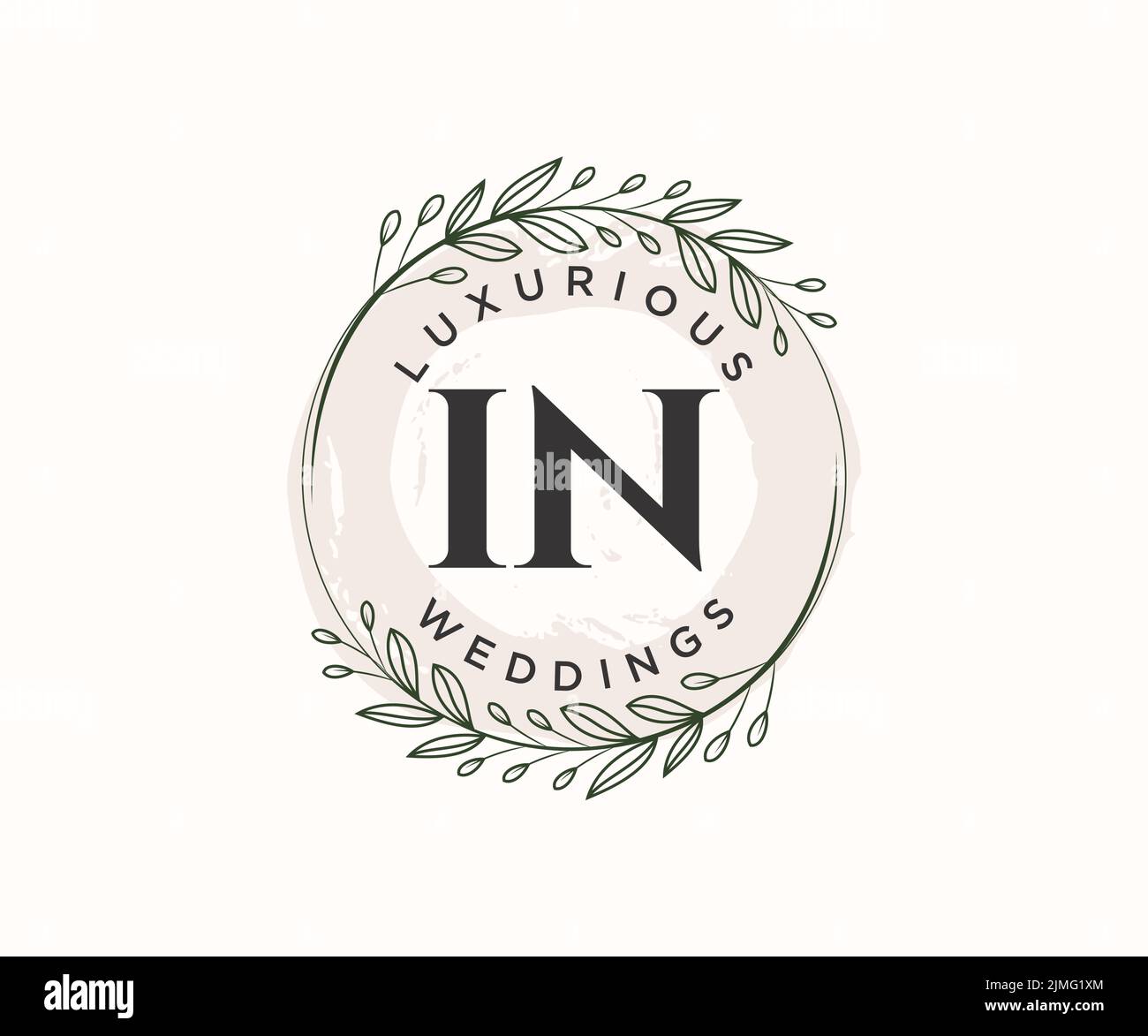 IN Initials letter Wedding monogram logos template, hand drawn modern ...