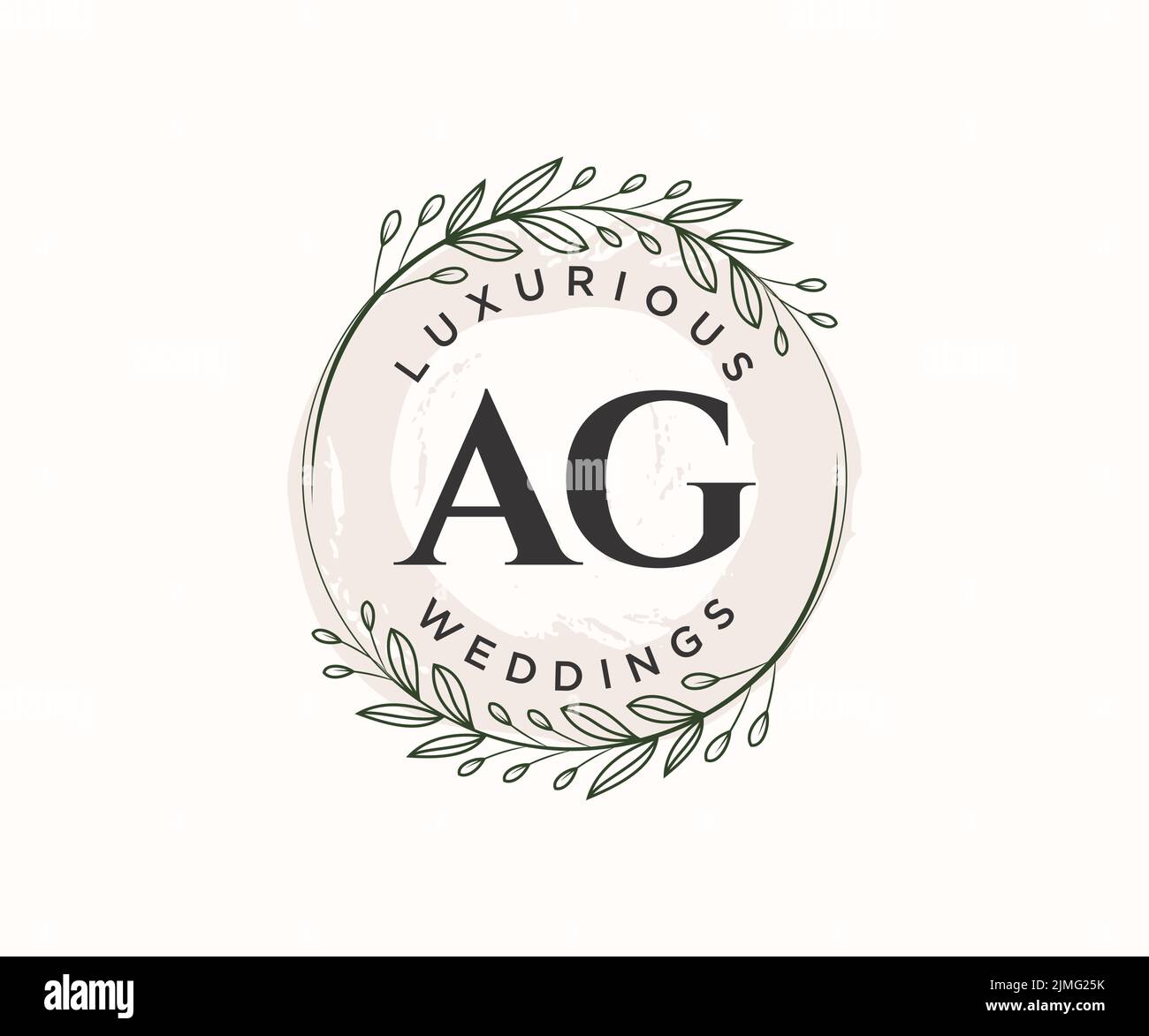 AG Initials letter Wedding monogram logos template, hand drawn modern ...