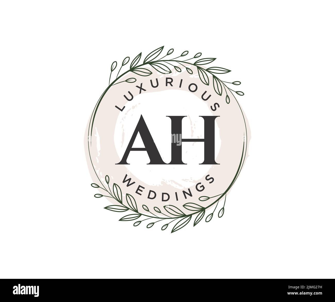 AH Initials letter Wedding monogram logos template, hand drawn modern minimalistic and floral ...