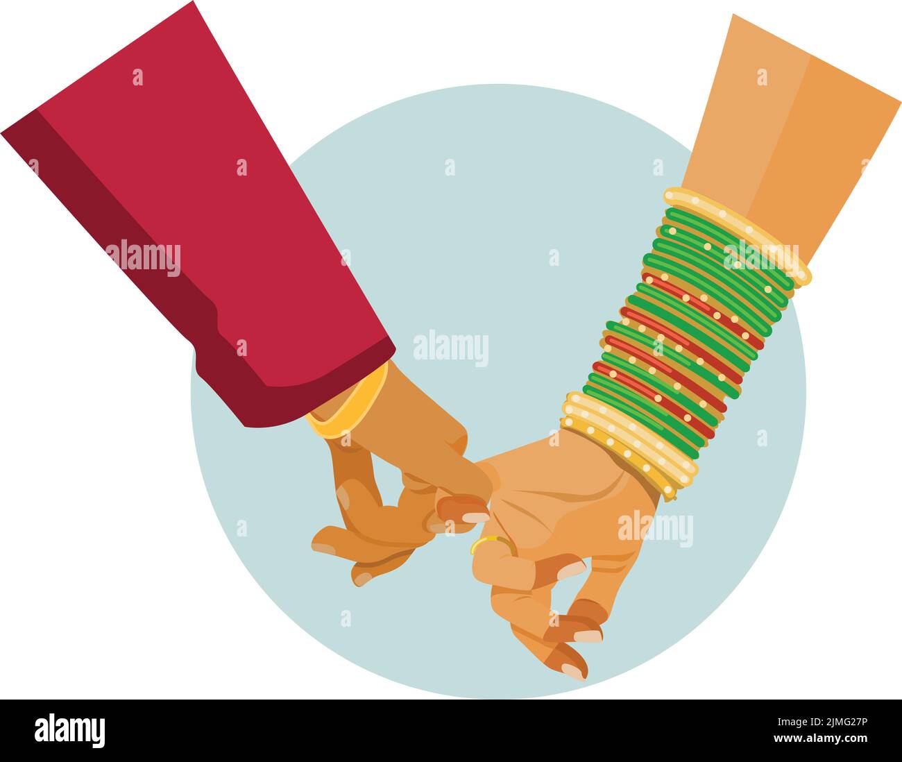 A vector design of an Indian traditional wedding couple hands together ...