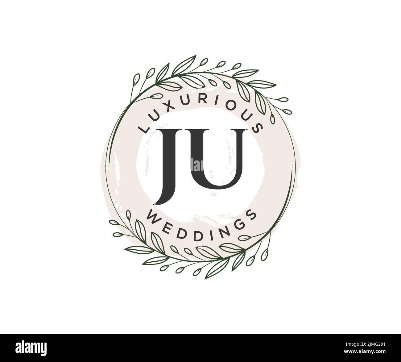 JU Initials letter Wedding monogram logos template, hand drawn modern ...