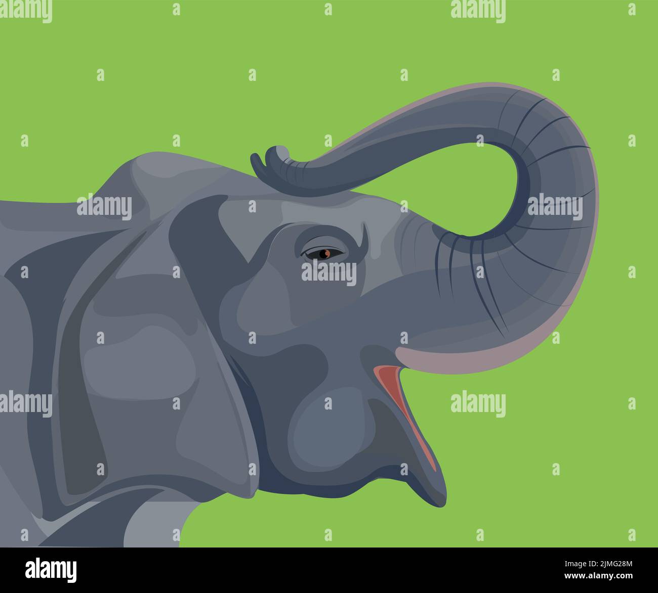 A vector design of an Elephant head realistic on green background ...