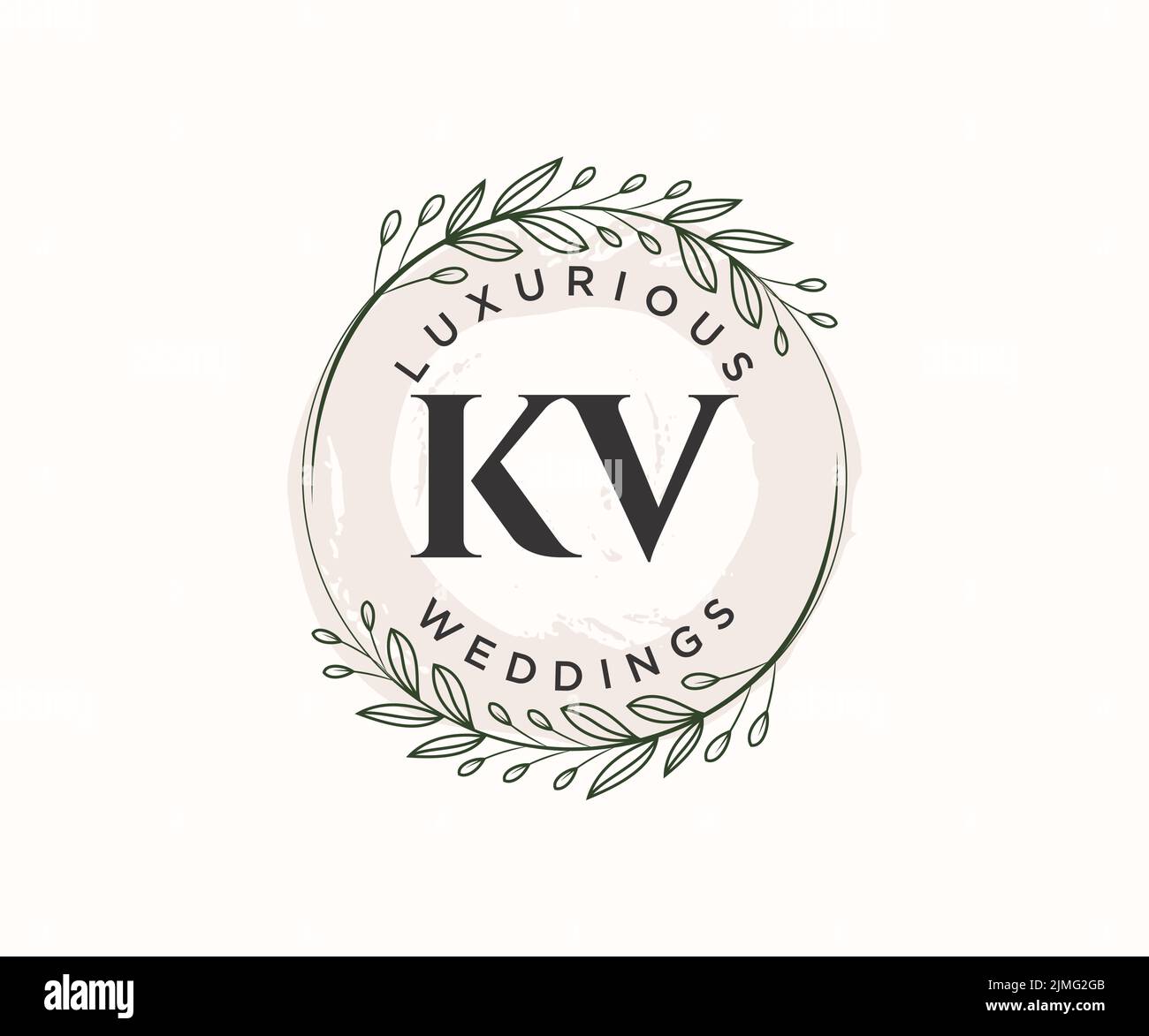 KV Initials letter Wedding monogram logos template, hand drawn modern ...
