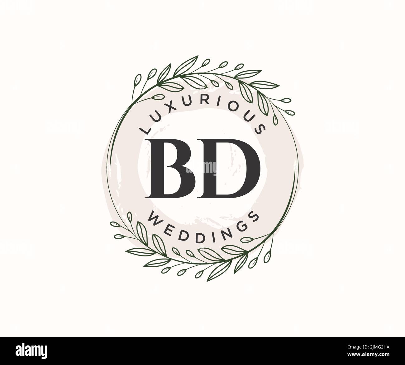 BD Initials letter Wedding monogram logos template, hand drawn modern minimalistic and floral ...