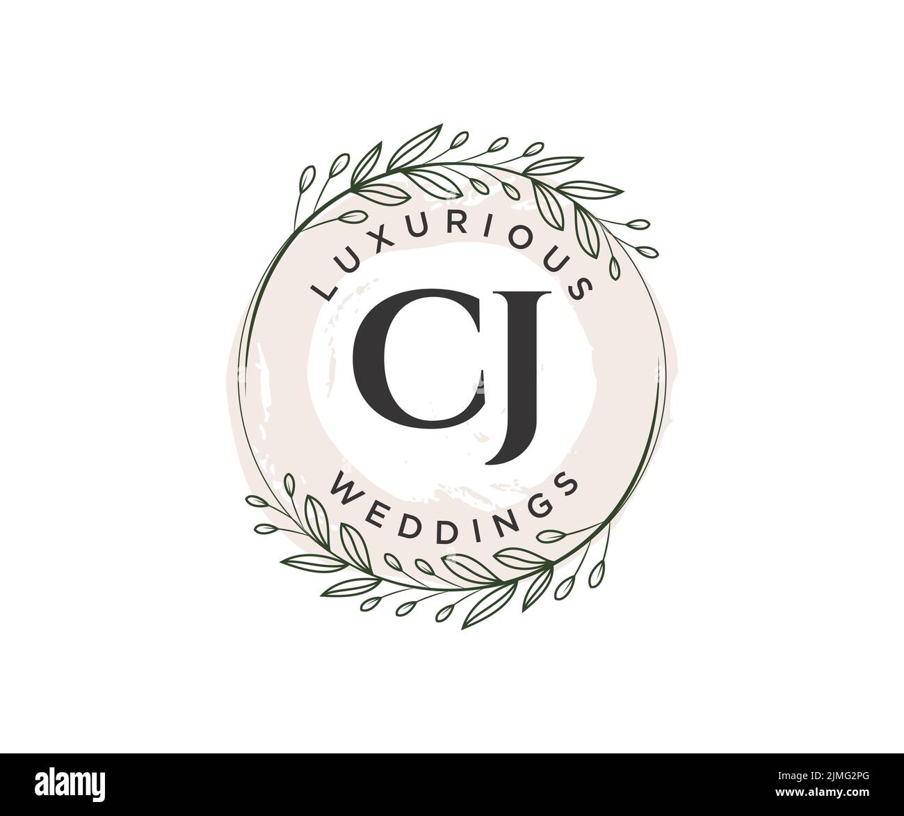CJ Initials letter Wedding monogram logos template, hand drawn modern ...