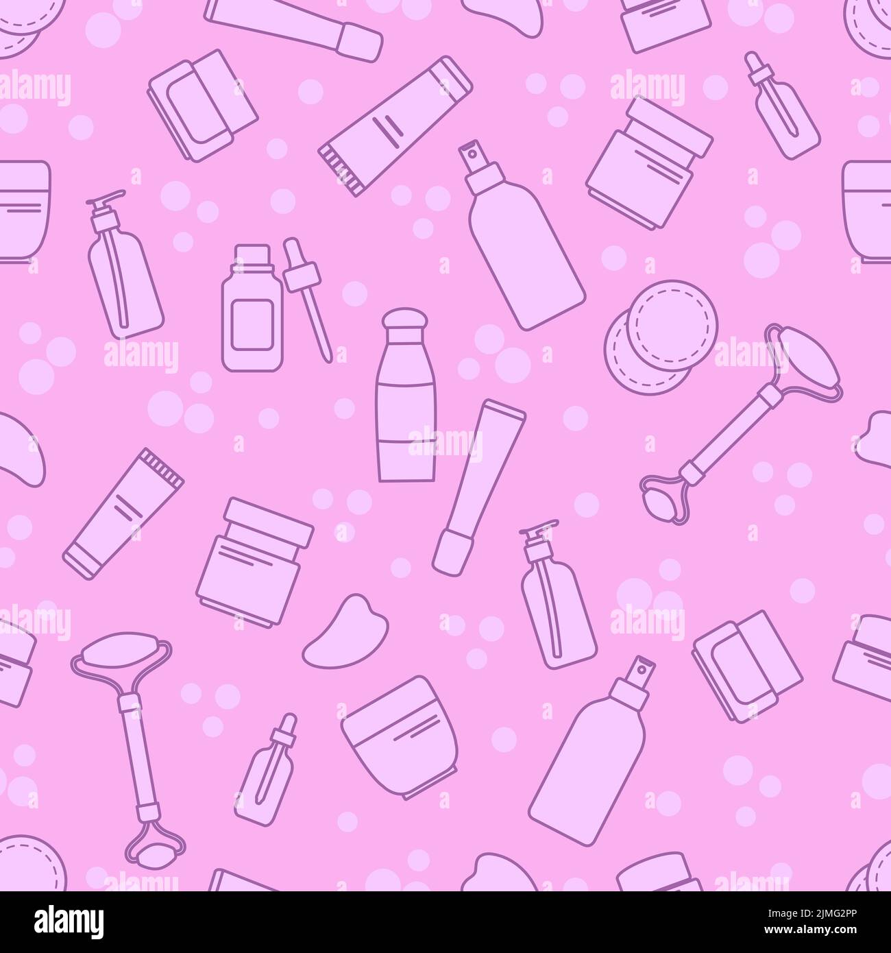 Vector Seamless pattern illustration Face skin care. Beauty Routine ...