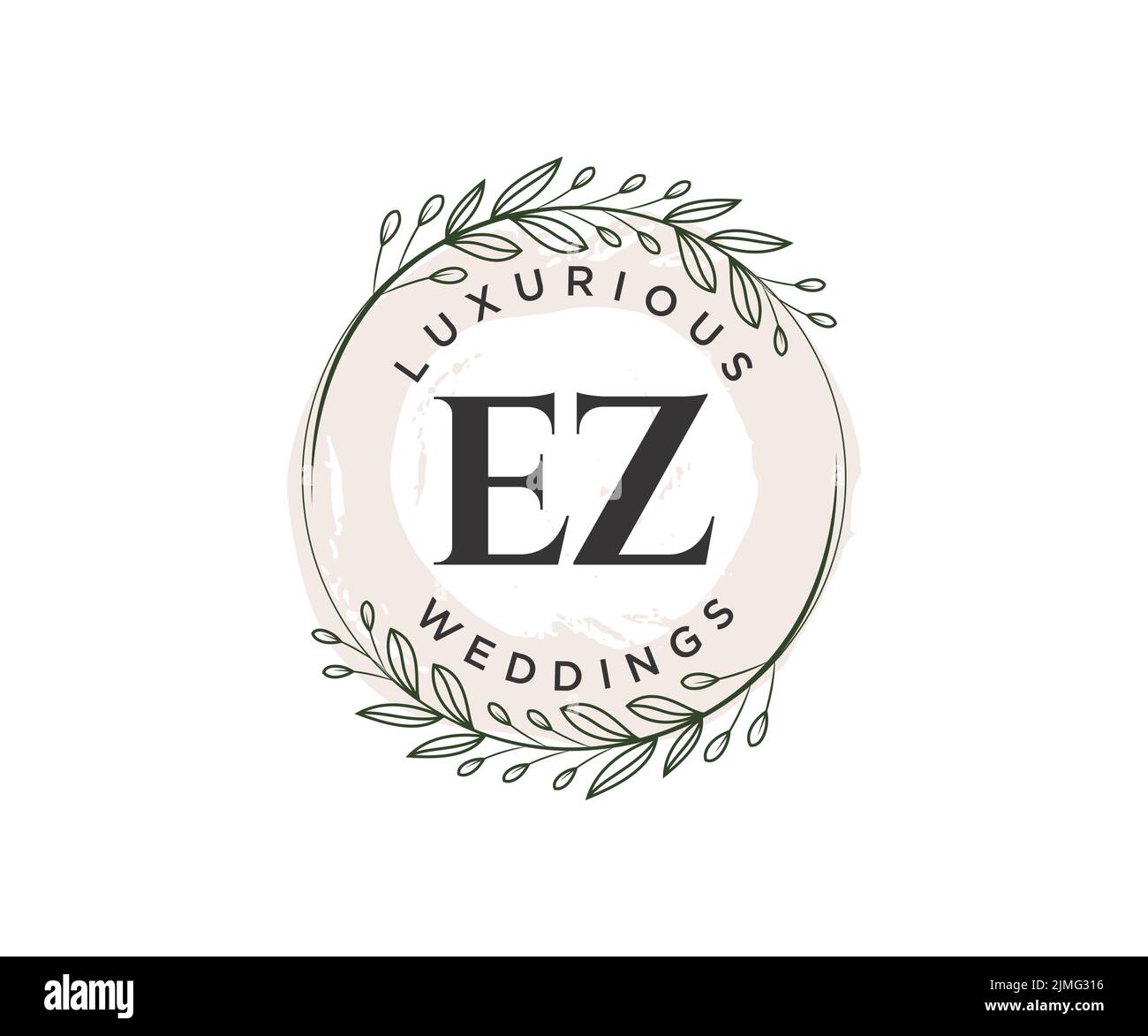 EZ Initials letter Wedding monogram logos template, hand drawn modern ...